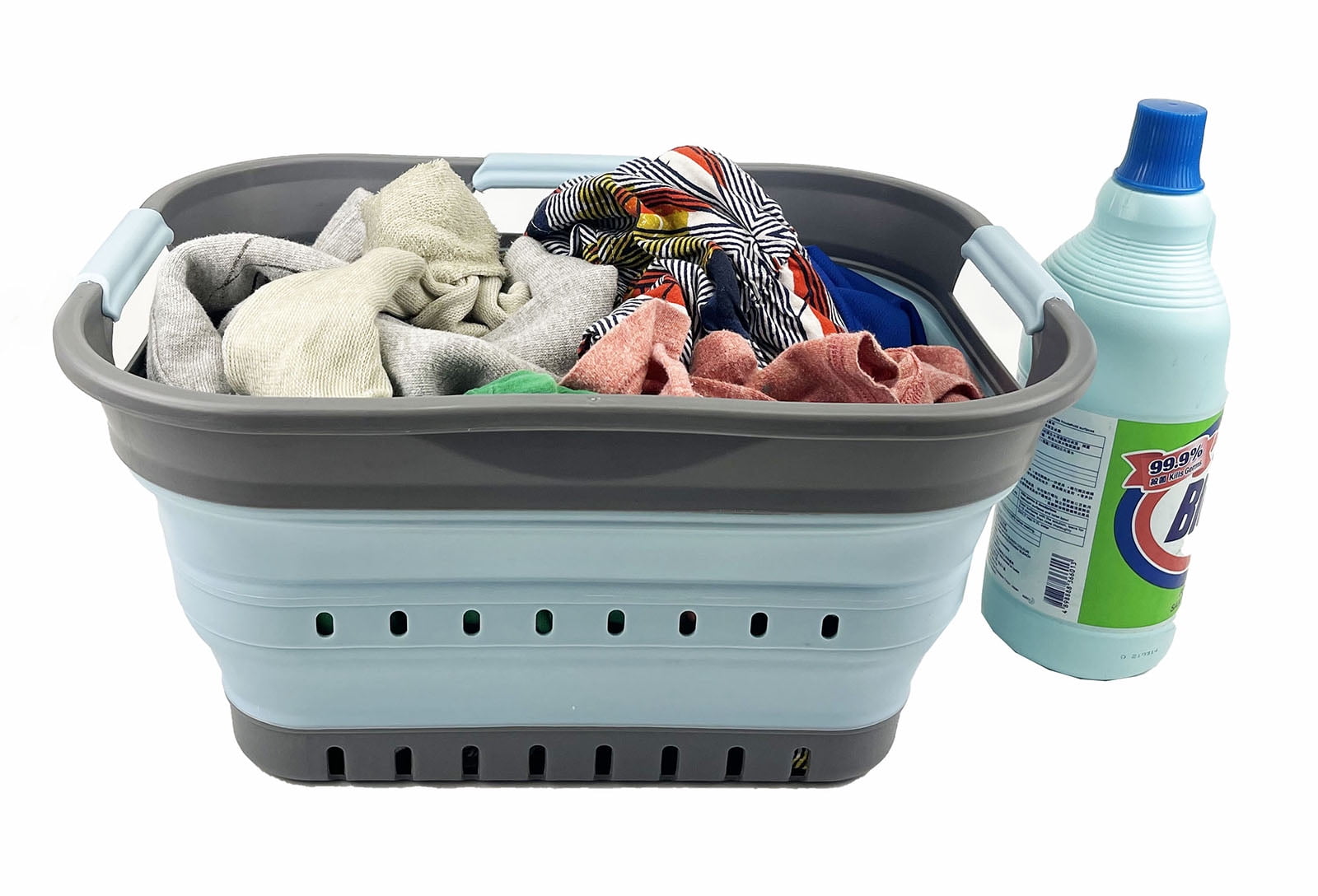 SAMMART 19L (5 gallon) Super Mini Collapsible 3 Handled Plastic Basket ...