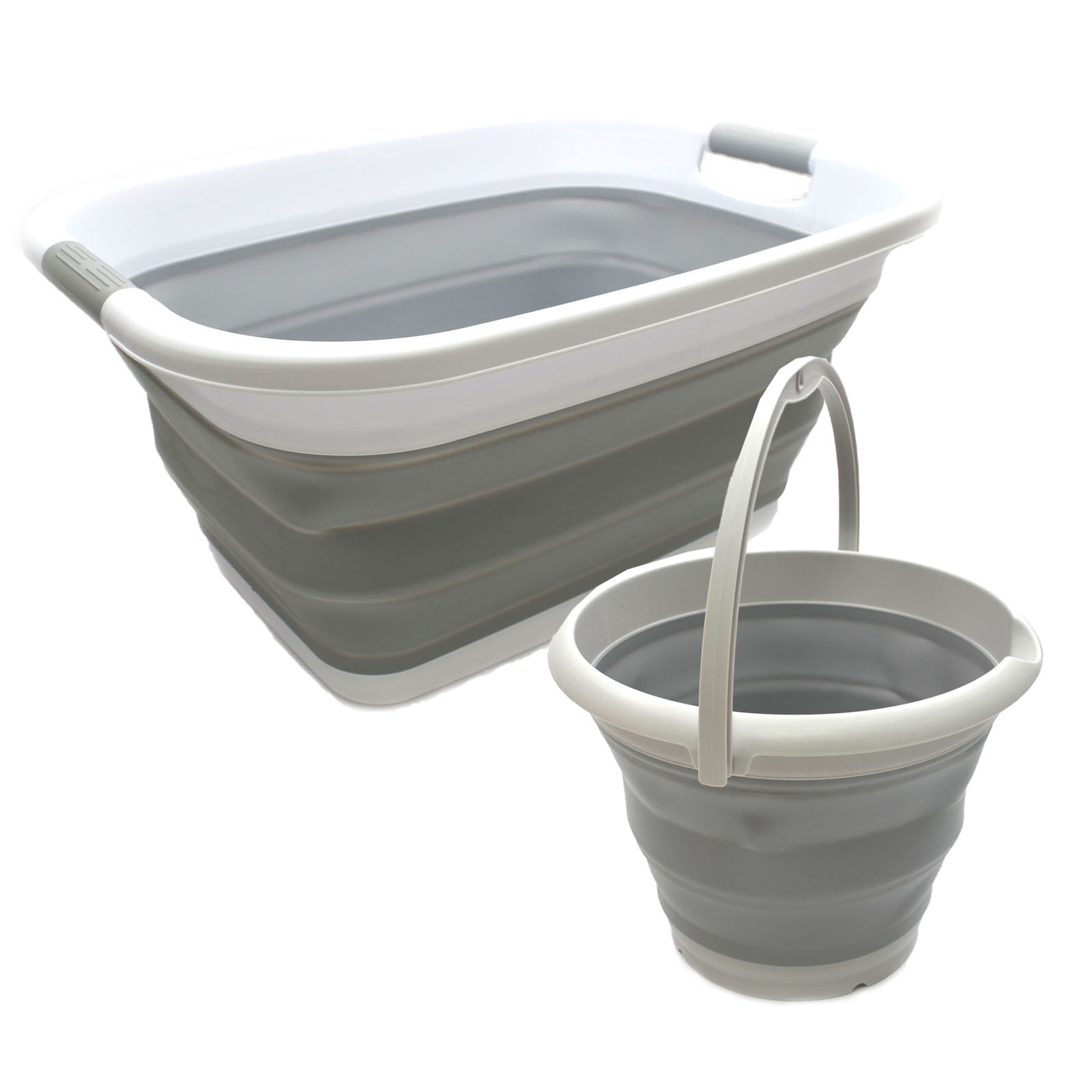 SAMMART 2 pcs Set : 31L (8.1 Gallon) Collapsible Plasic Laundry Basket ...