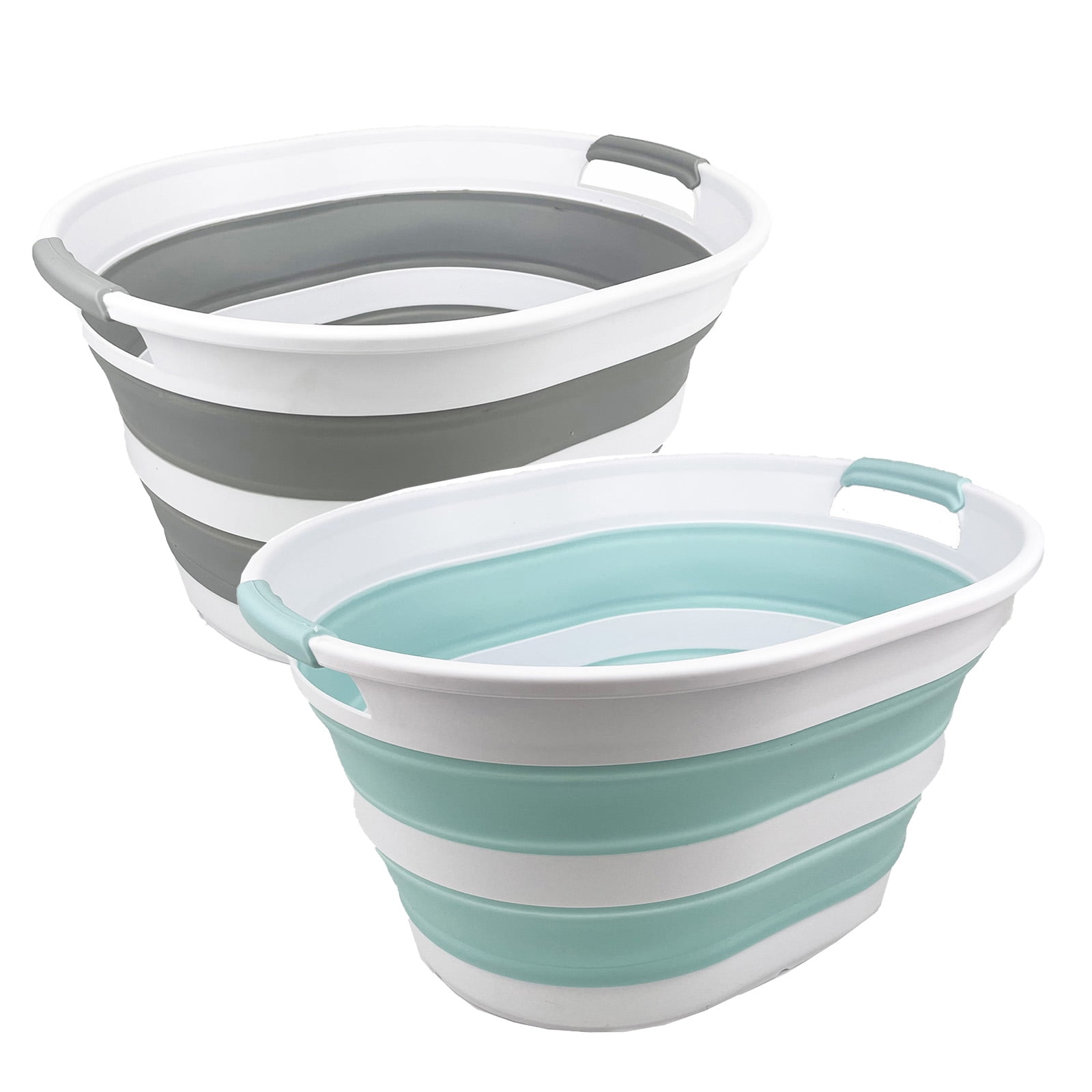 SAMMART 23L (6 Gallons) Set of 2 Collapsible Plastic Laundry Basket ...