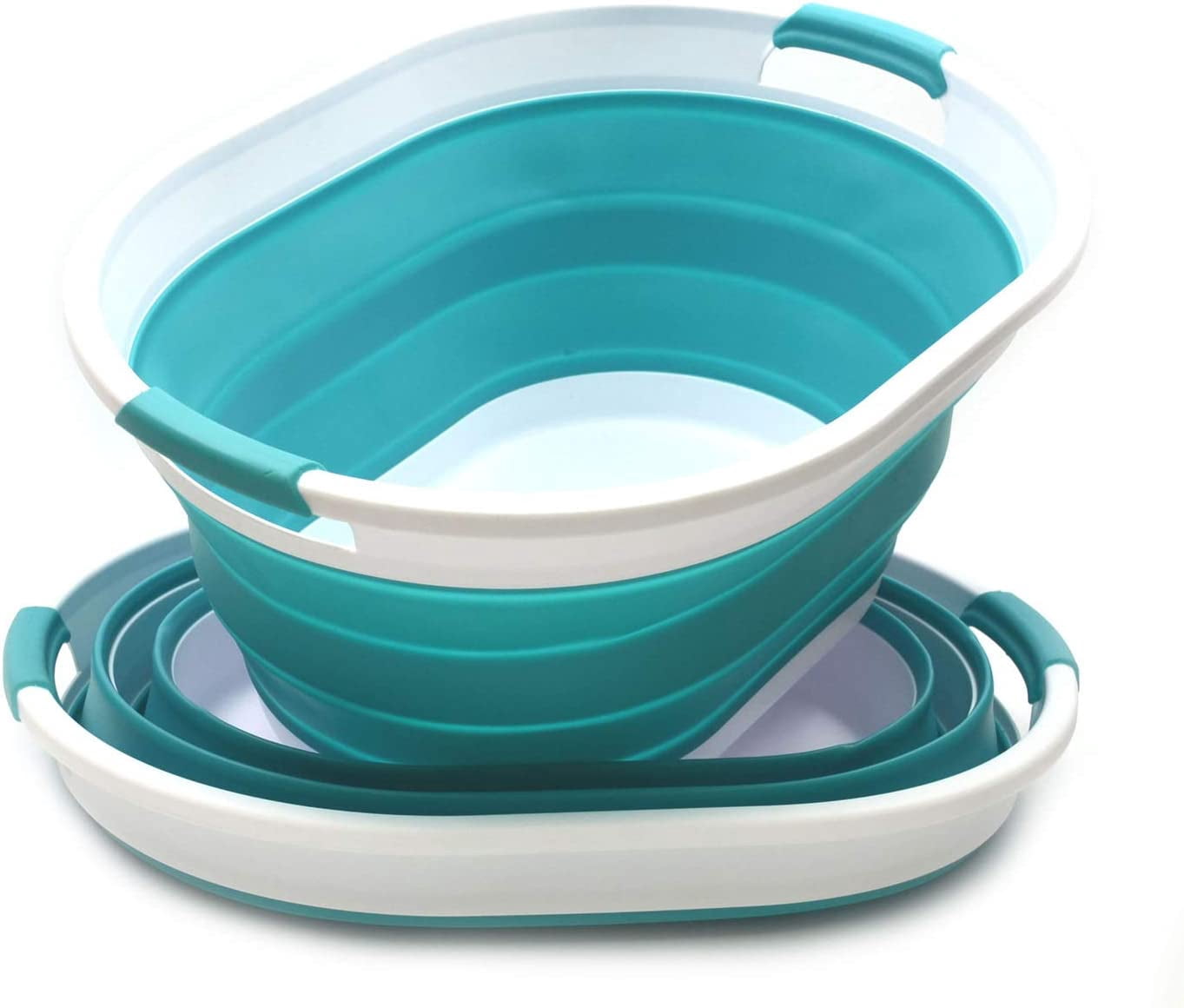 SAMMART 28L (7.4 gallon) Collapsible Plastic Laundry Basket-Oval Tub ...