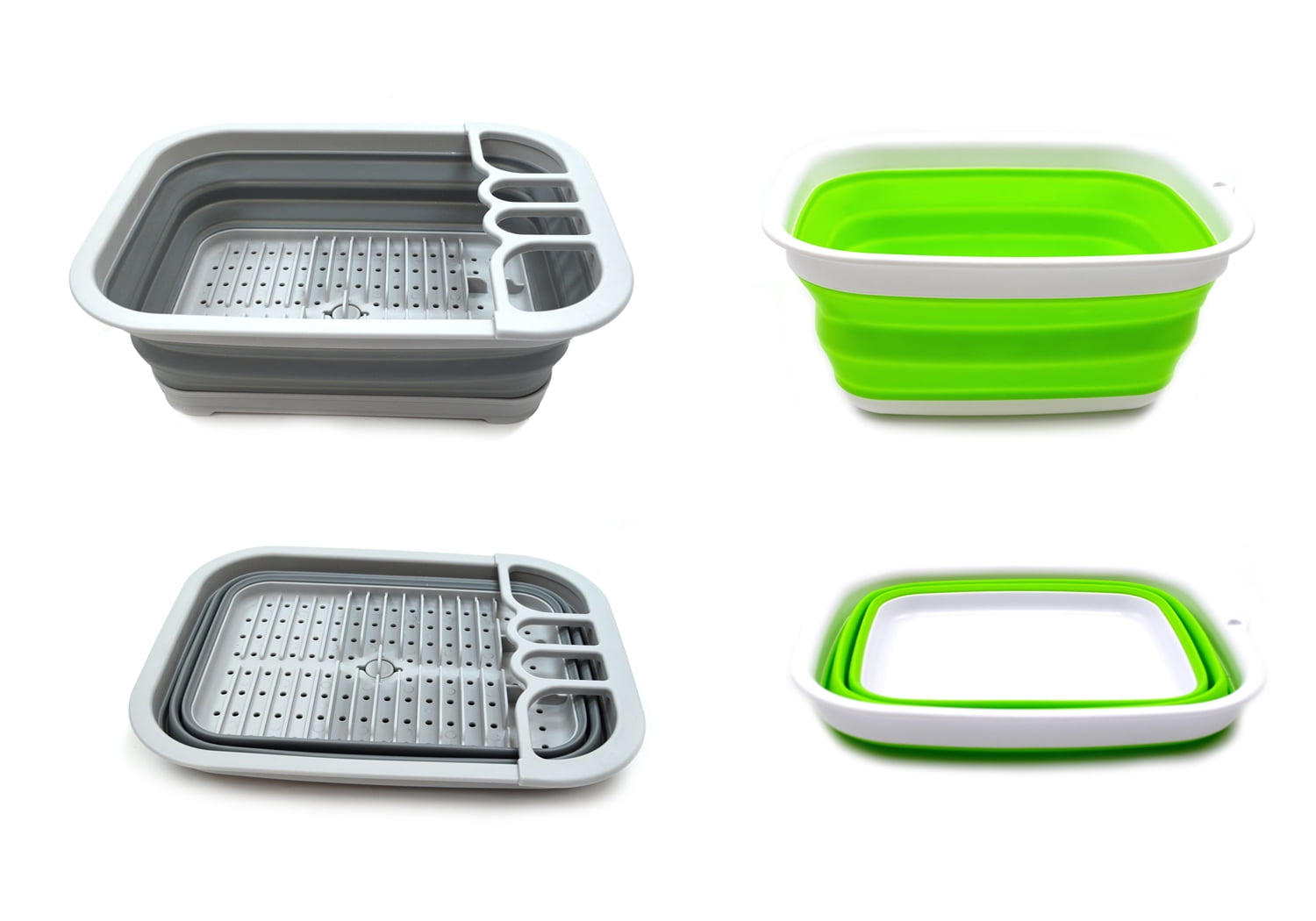 SAMMART 2pcs Collapsible Kitchen Set: Dish Drainer with Board & 7.7L ...