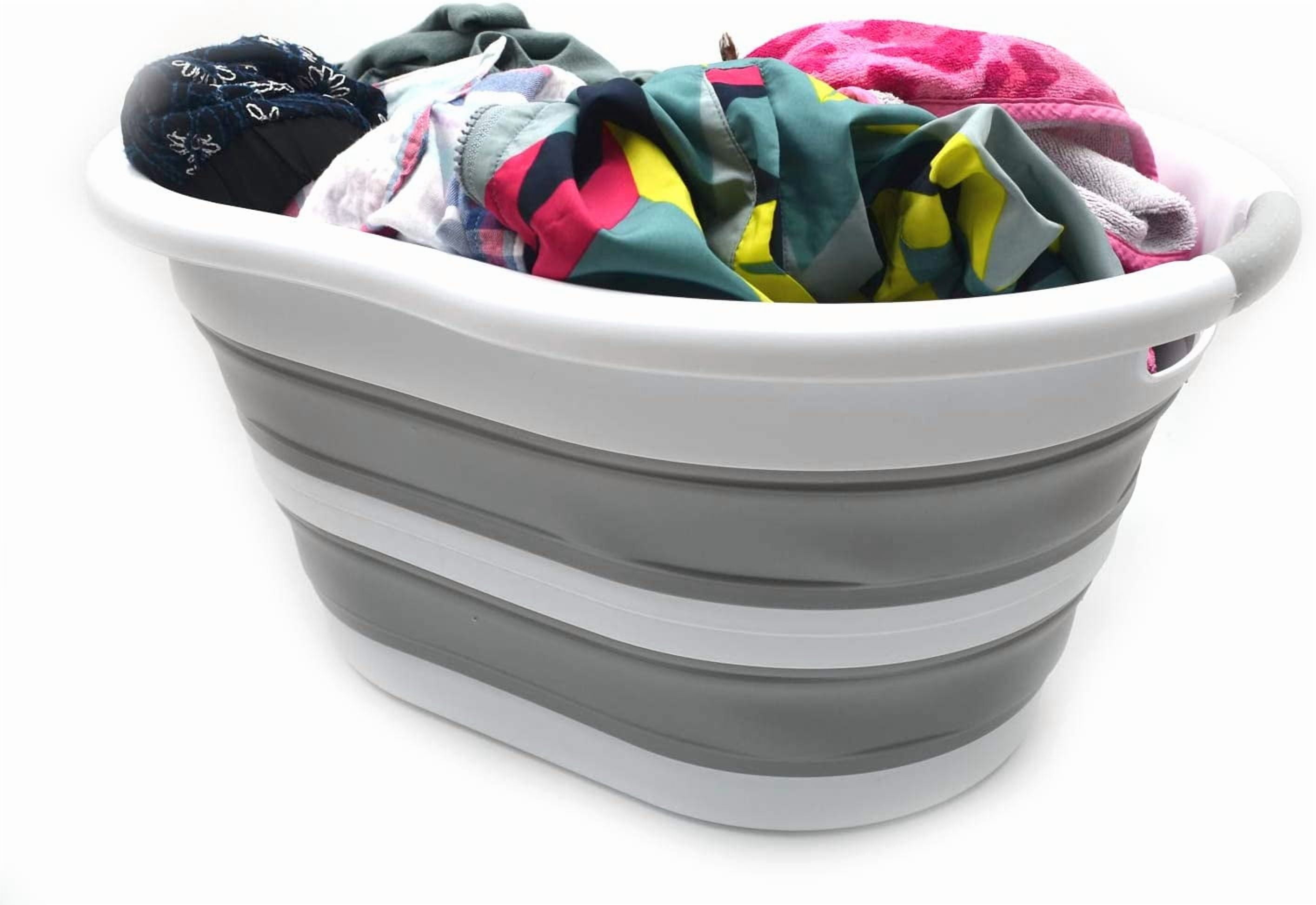 SAMMART 36L (9.5 gallon) Collapsible Plastic Laundry Basket - Oval Tub ...