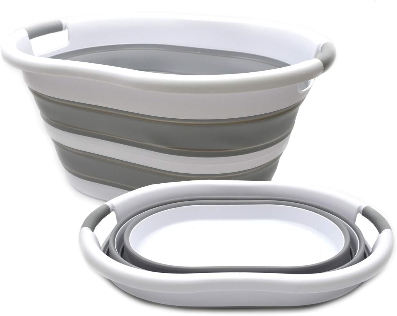 SAMMART 36L (9.5 gallon) Set of 2 Collapsible Plastic Laundry Basket ...