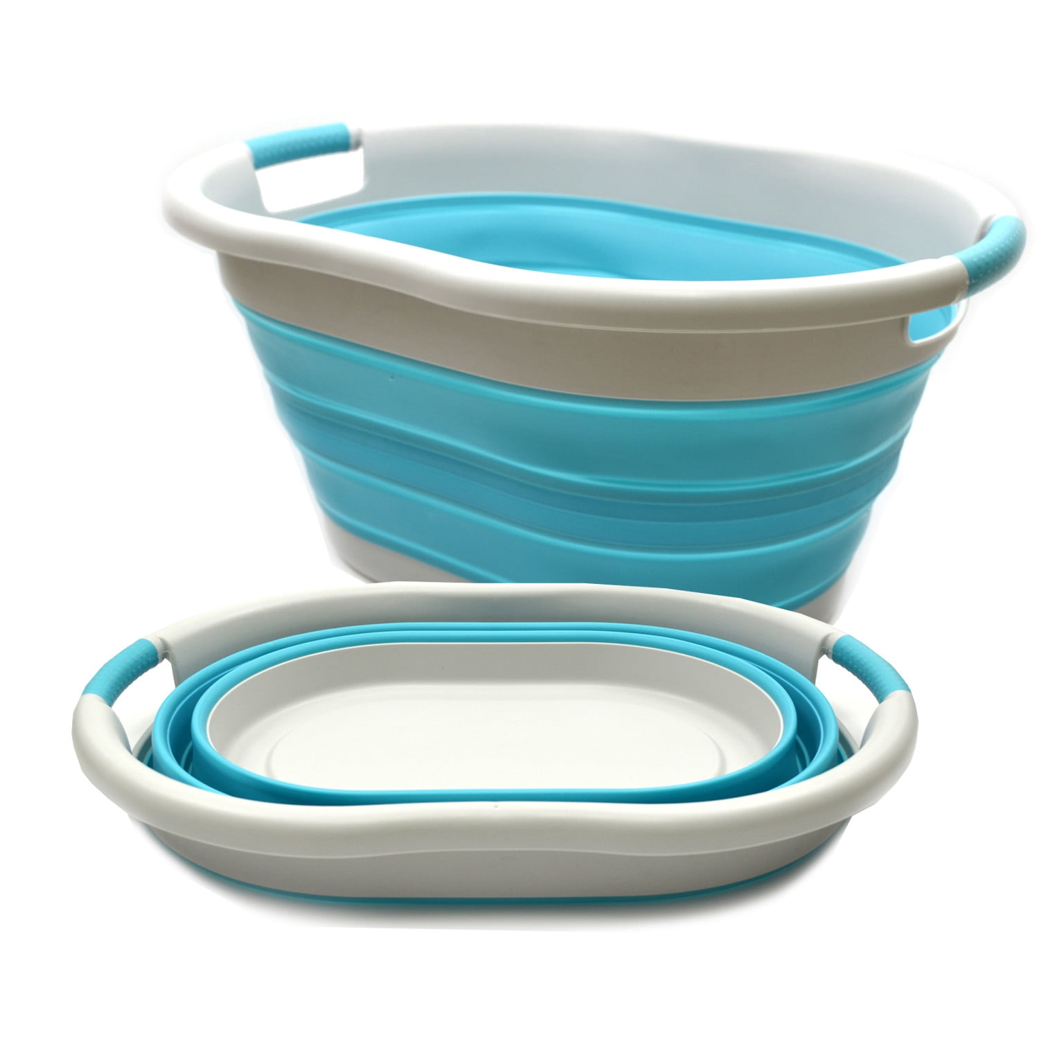 SAMMART 36L(9.5gallon)Set of 2 Collapsible Plastic Laundry Basket-Oval ...