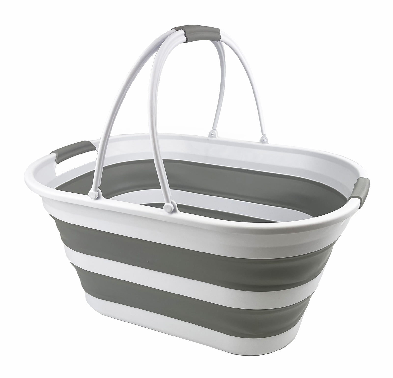 Sammart Collapsible Oval Laundry Basket, 38L Capacity, Dual Handles ...