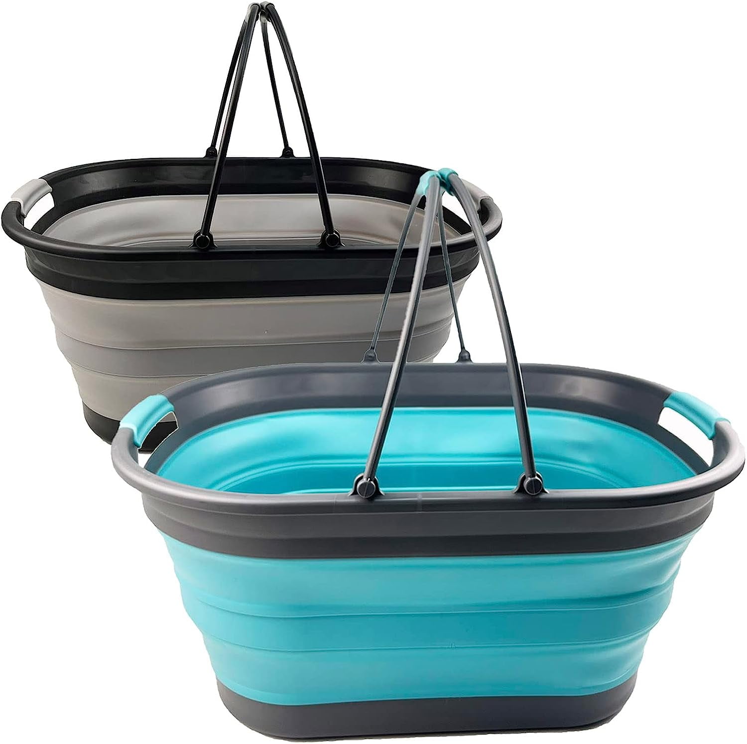 SAMMART 38L (10 Gallons) Collapsible Plastic Laundry Basket - Foldable ...