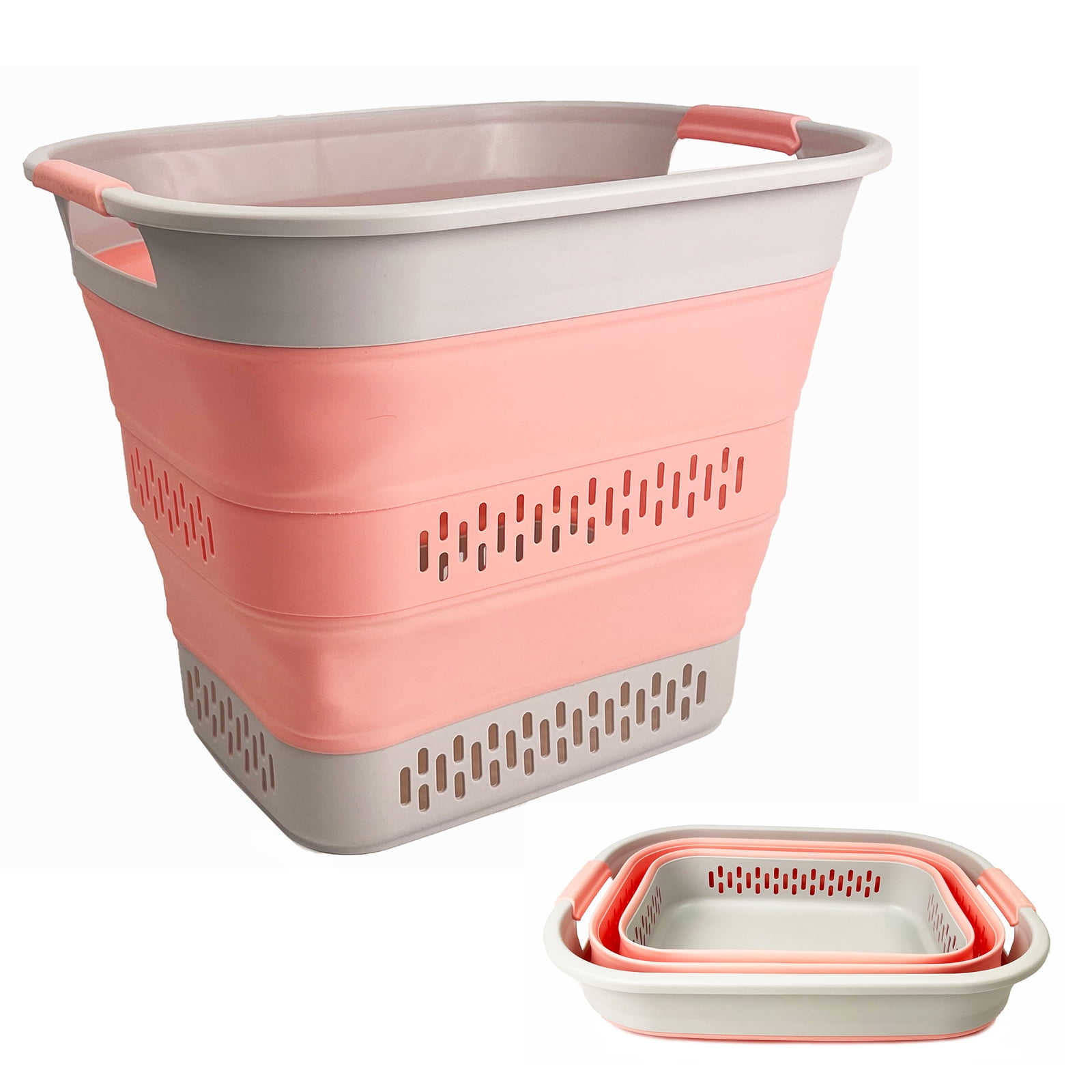 SAMMART 40L (10.5 Gallon) Collapsible Plastic Laundry Basket - Foldable ...