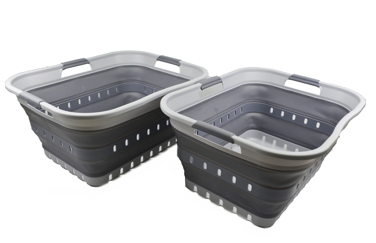 SAMMART 42L (11 gallon) Collapsible Plastic Laundry Basket - Foldable ...