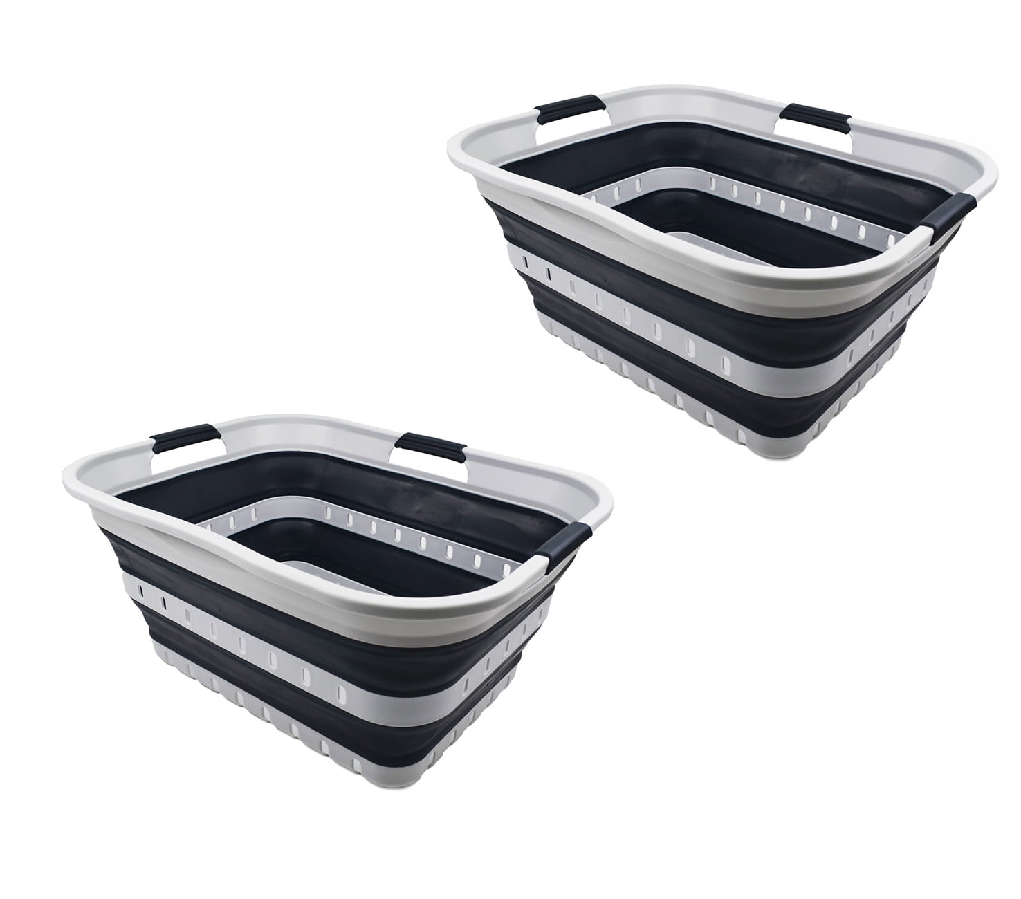 SAMMART 42L (11 gallon) Collapsible Plastic Laundry Basket - Foldable ...