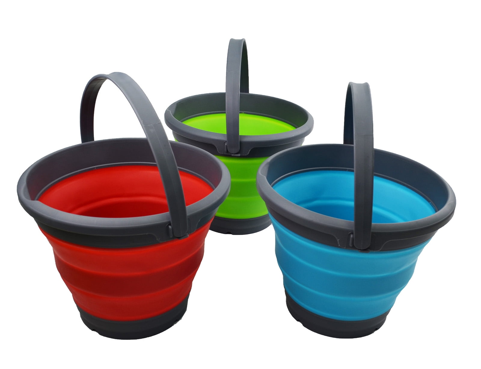 SAMMART 5.5L (1.4 Gallon) Set of 3 Collapsible Plastic Bucket ...