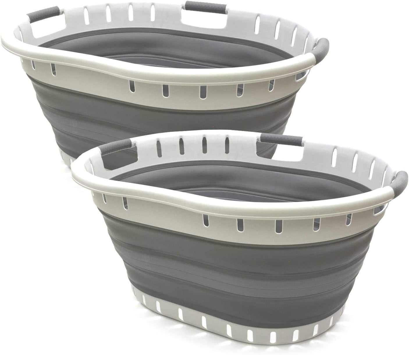 SAMMART 57L (15 Gallons) Collapsible 3-Handled Plastic Laundry Basket ...