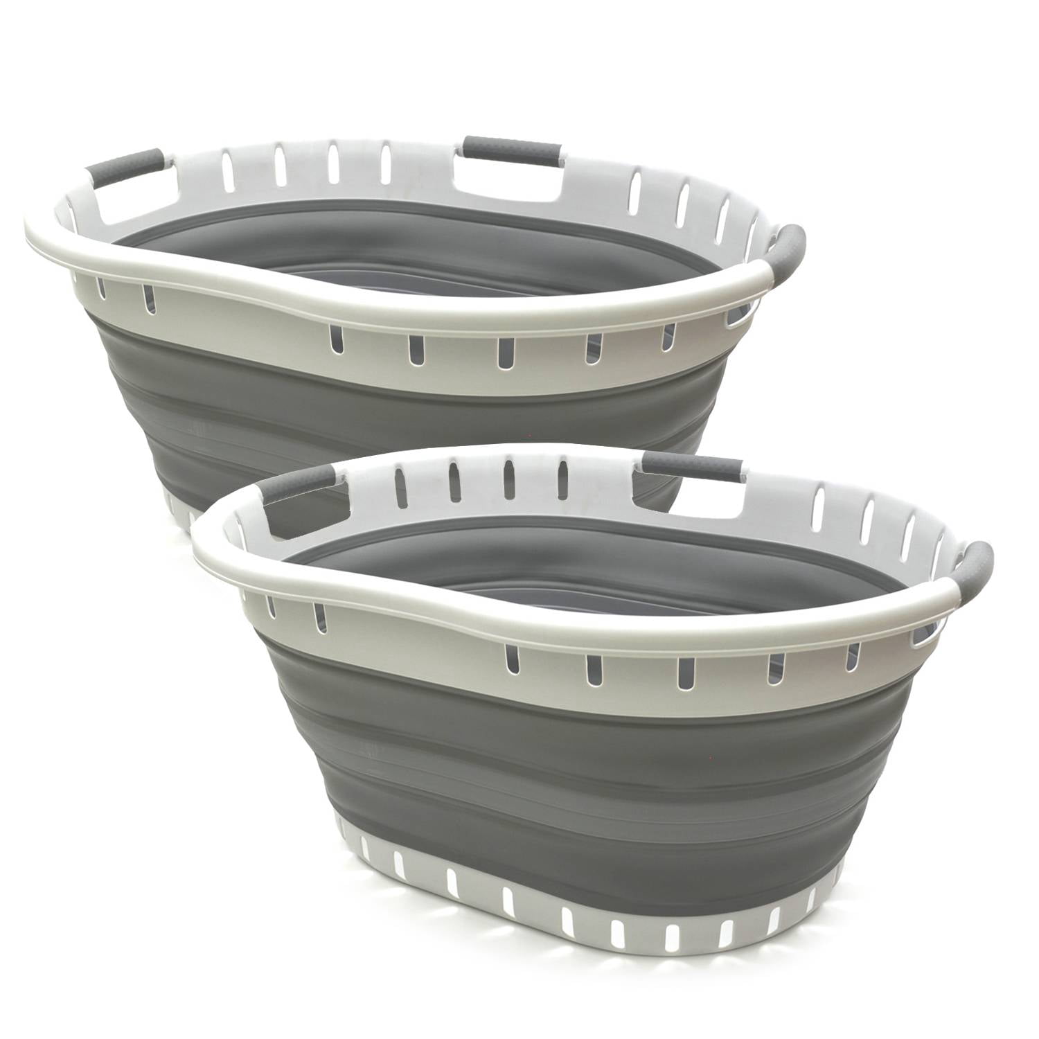 SAMMART 57L (15 Gallons) Collapsible 3-Handled Plastic Laundry Basket ...