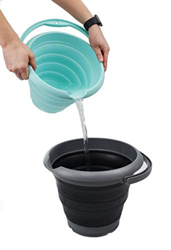 SAMMART 5L (1.32 Gallon) Collapsible Plastic Bucket - Foldable Round ...