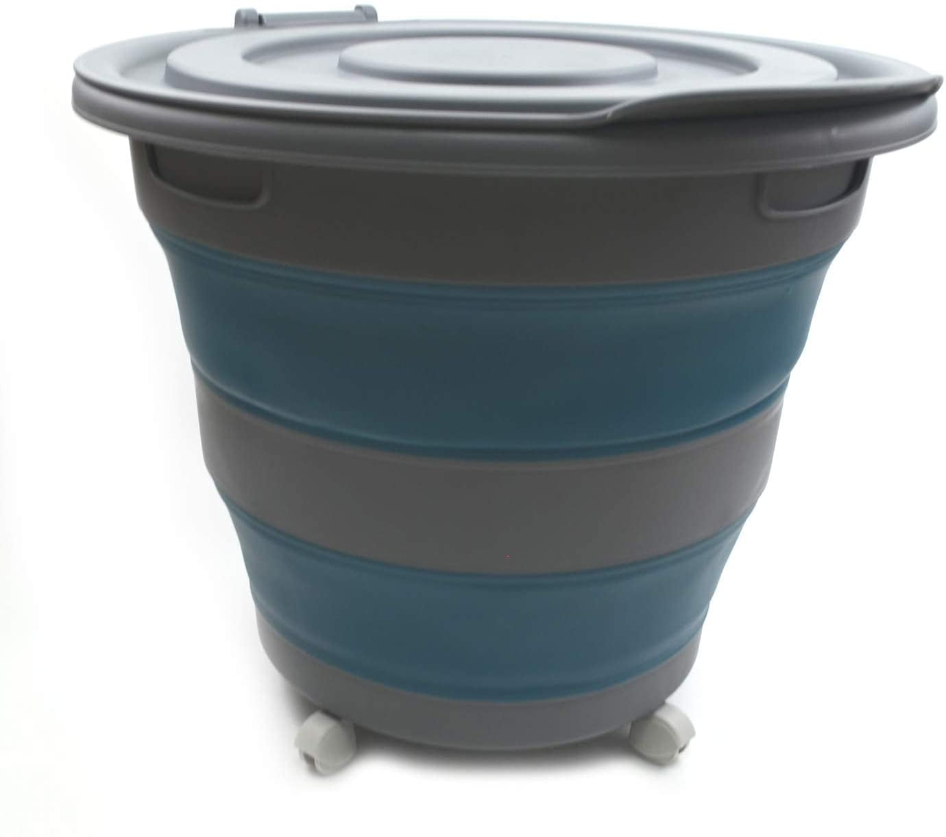 Sammart Collapsible Plastic Garbage Bin, 66L with Wheels, Removable Lid ...