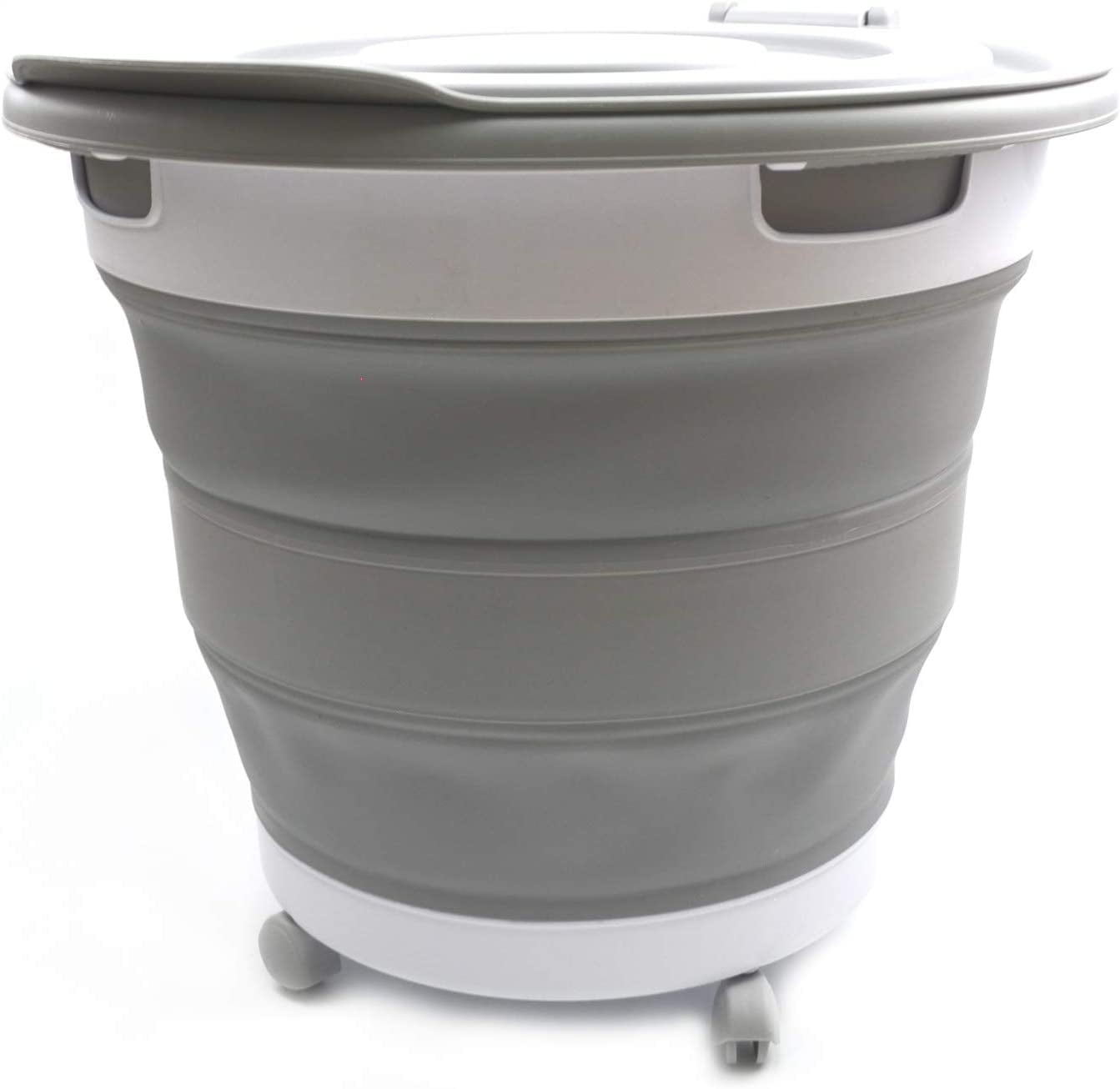 SAMMART 66L(17.4 Gallon) Collapsible Plastic Garbage Bin with Wheels ...