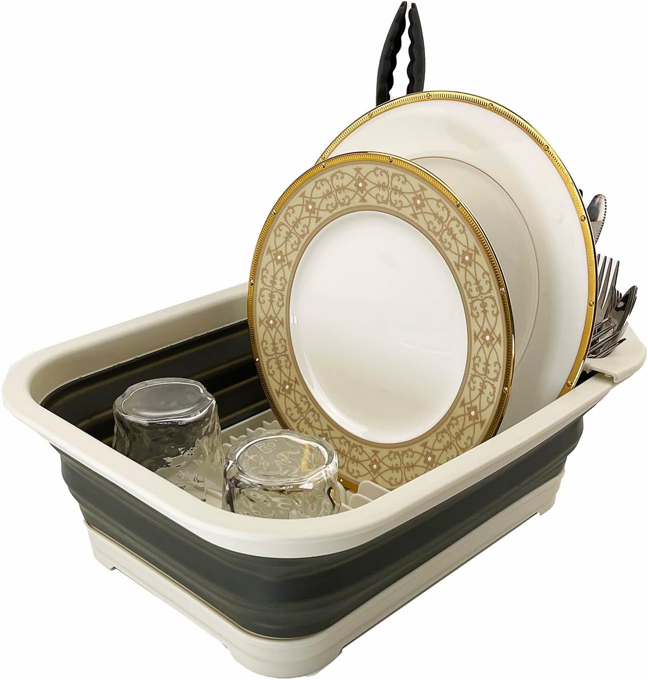 SAMMART 7.3L (1.9 Gallon) Collapsible Dish Drainer with Drainer Board ...