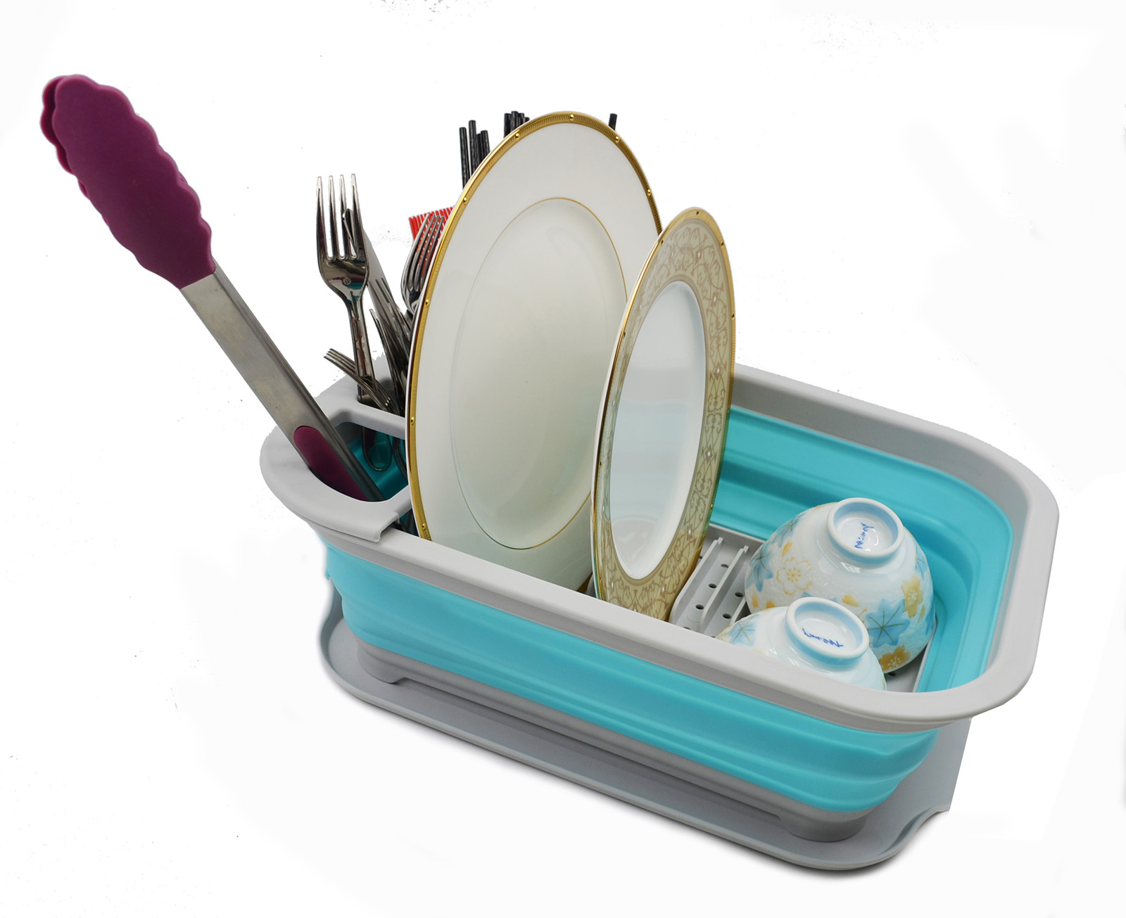 SAMMART 7.5L (2 Gallon) Collapsible Dish Drainer with Drainer Board ...