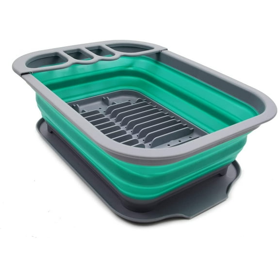 SAMMART 7.5L (2 Gallon) Collapsible Dish Drainer with Drainer Board ...
