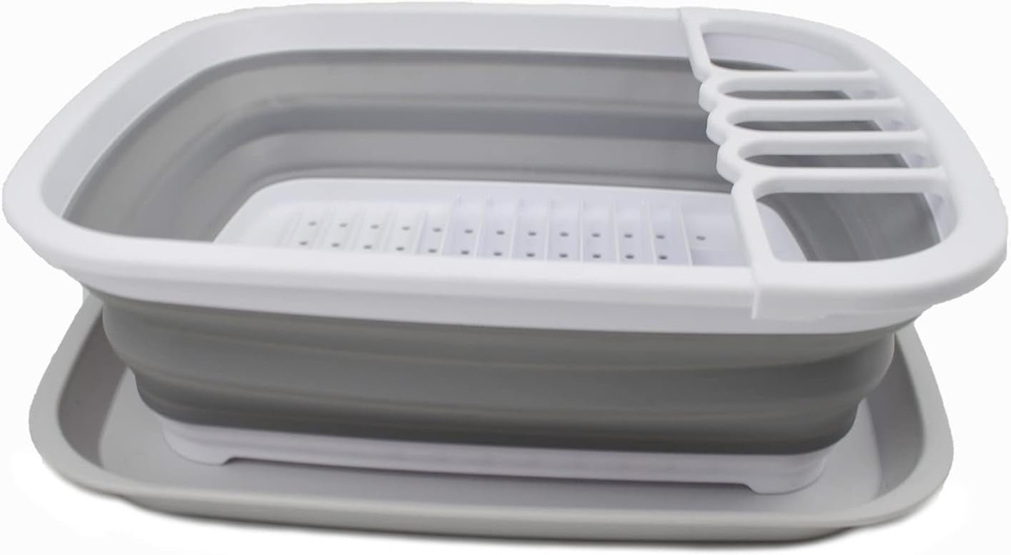 SAMMART 8L (2.1 gallons) Collapsible Platic Dish Draining with Drainer ...