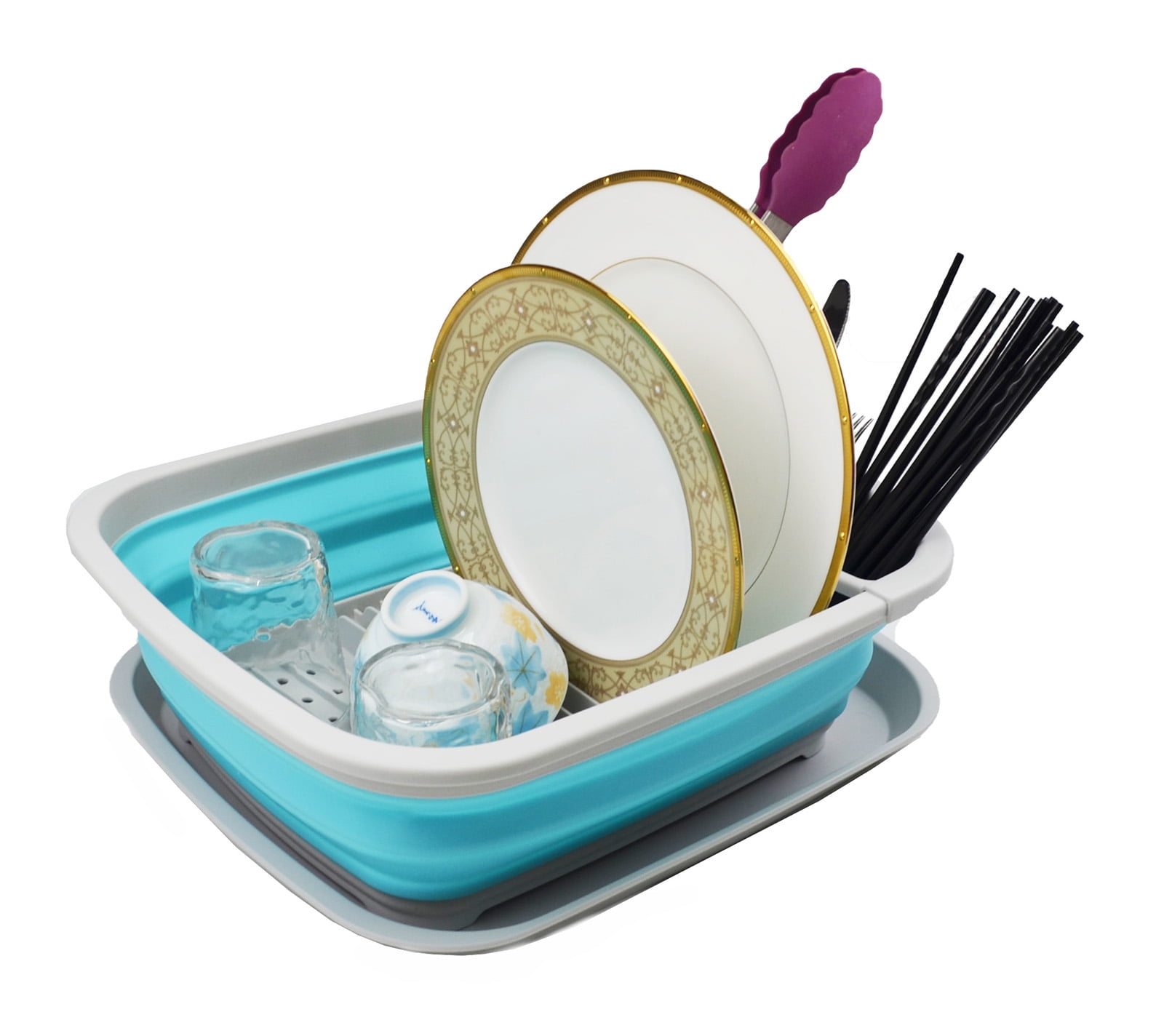 SAMMART 8L (2.11Gallons) Collapsible Dish Drainer with Drainer Board ...