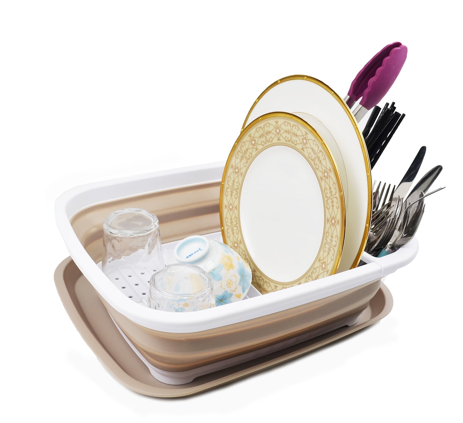 SAMMART 8L (2.11Gallons) Collapsible Dish Drainer with Drainer Board ...