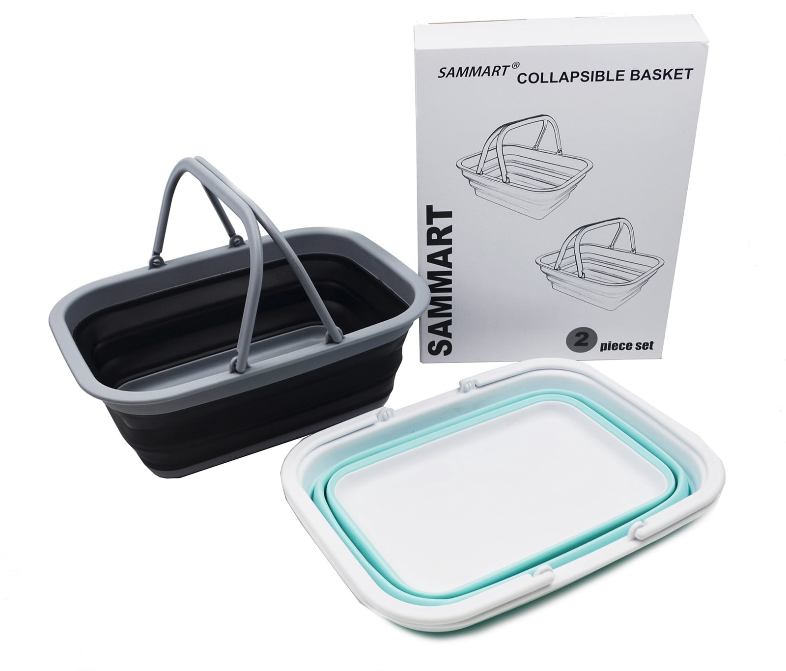 SAMMART 9.2L (2.37Gallon) Collapsible Tub with Handle 2 pcs Box Set ...