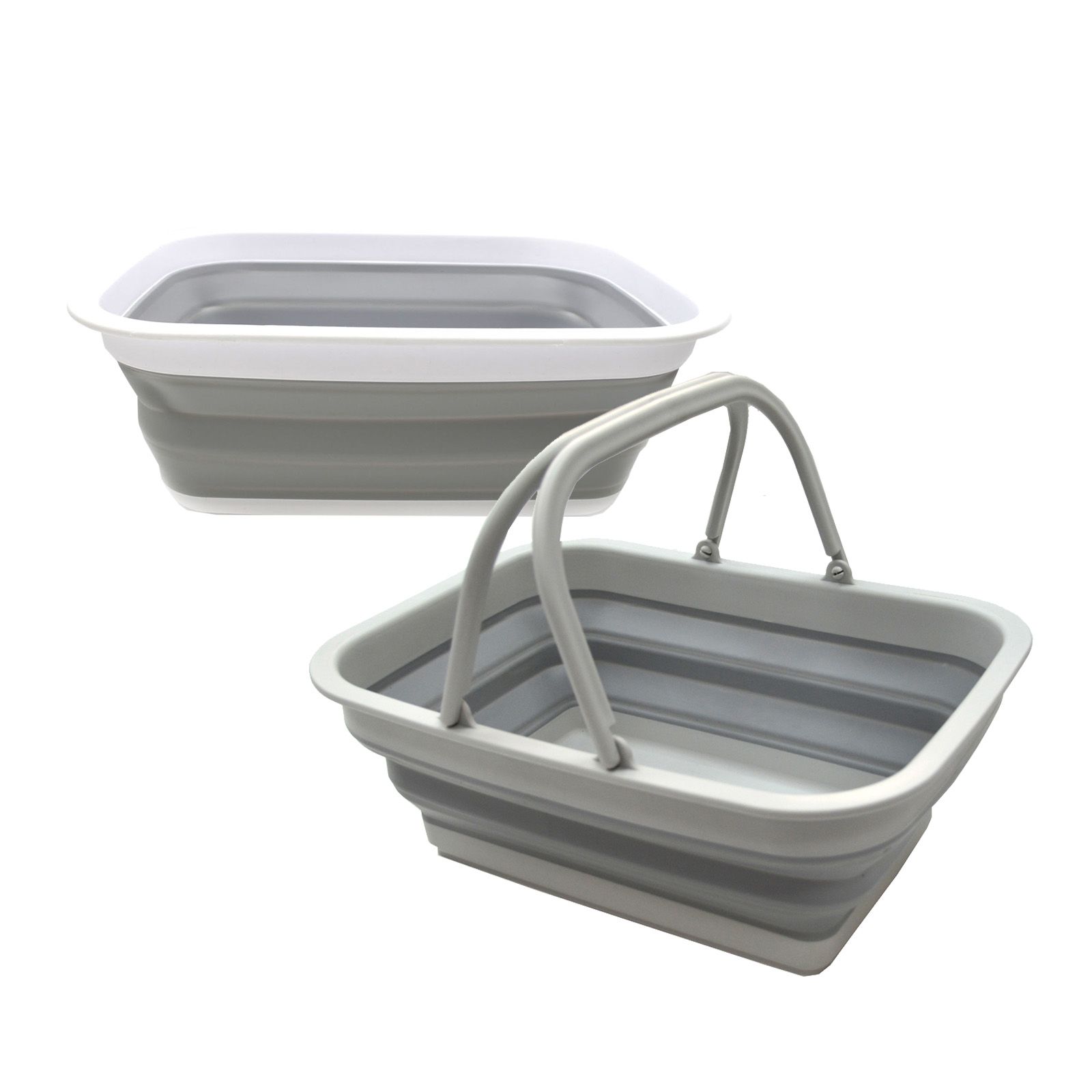 SAMMART 9.2L Set of 2 Collapsible Tub & Basket - Portable Outdoor ...