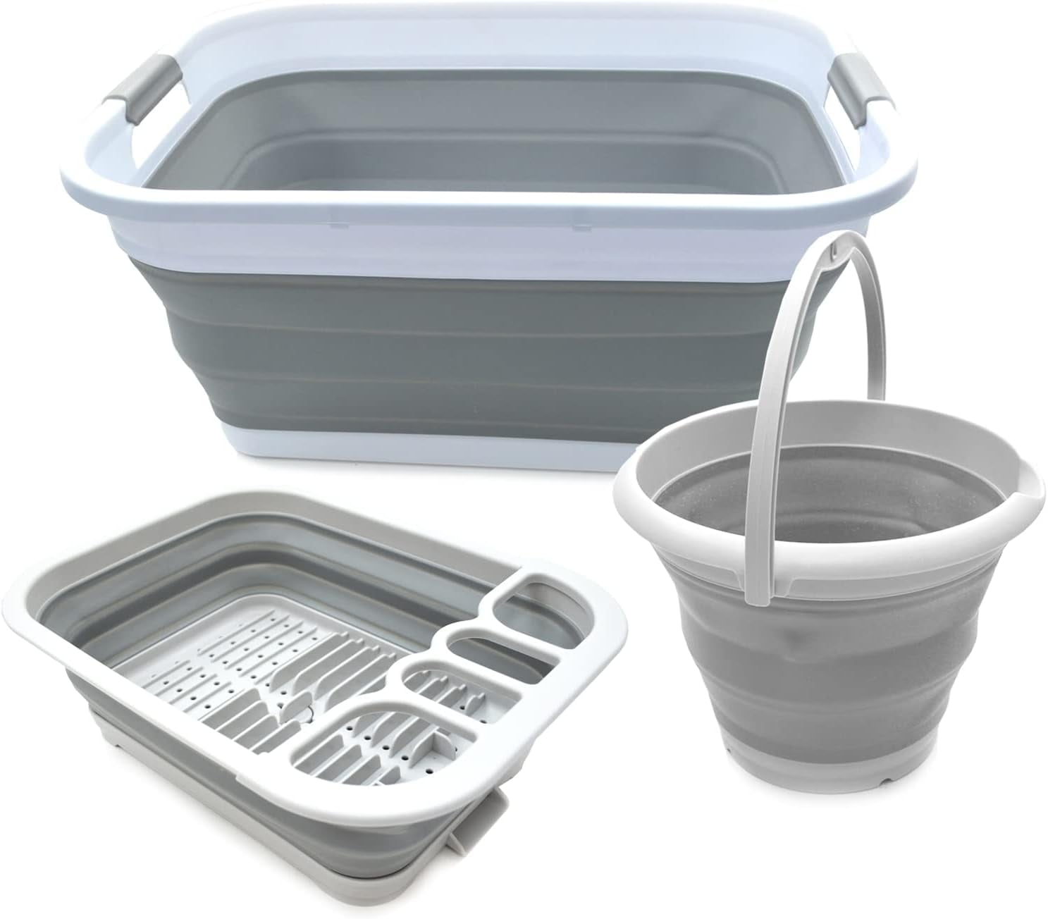 SAMMART COMBO 002 41L Collapsible Laundry Basket & Dish Drainer & 10L ...