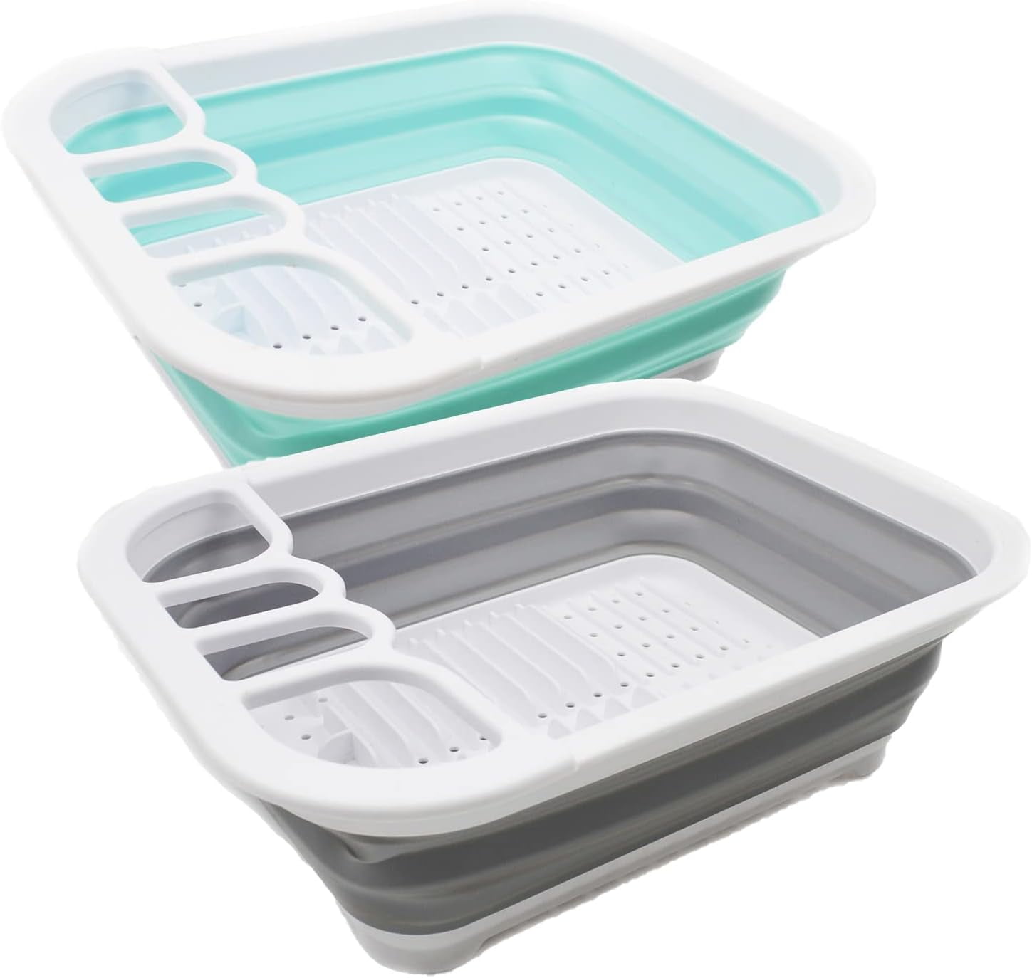 SAMMART Collapsible Dish Drainer with Drainer Board - Foldable Drying ...