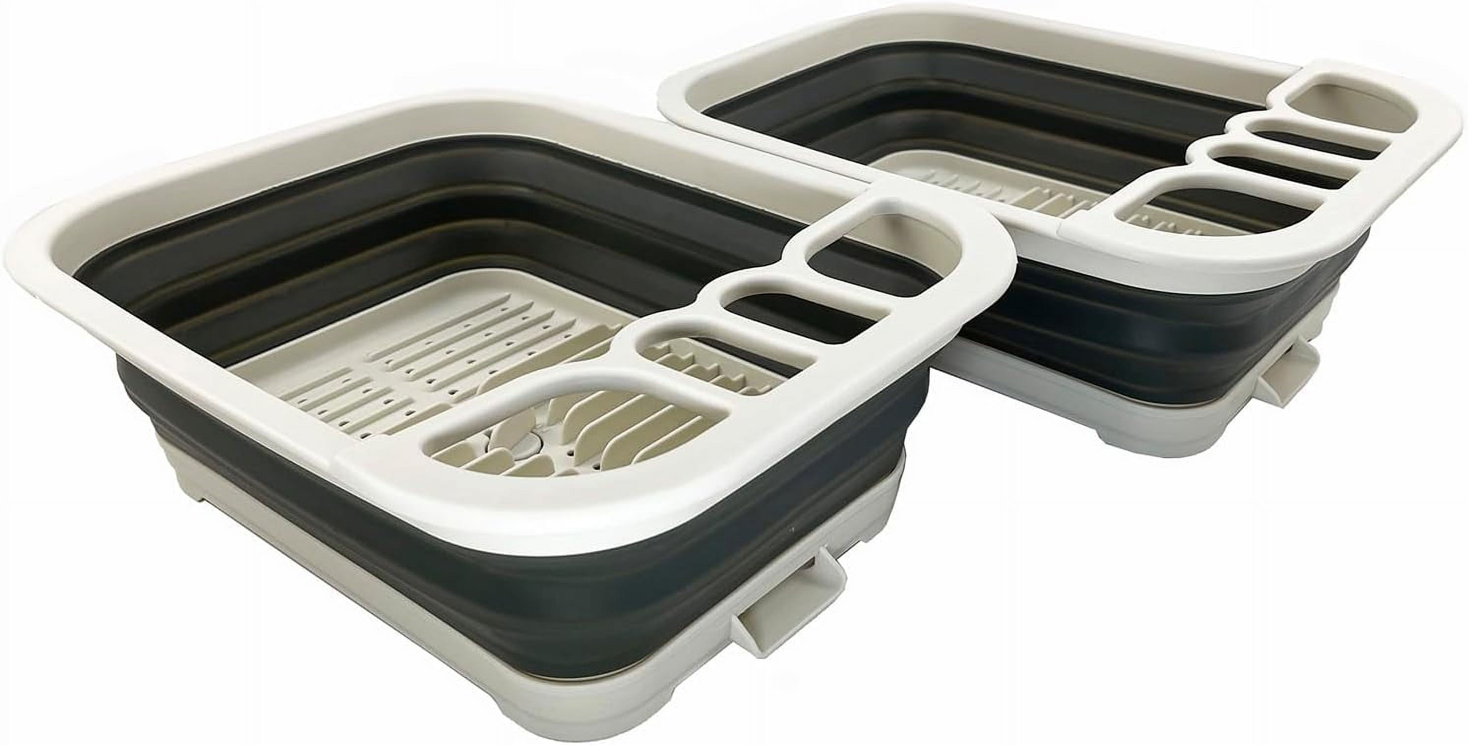SAMMART Collapsible Dish Drainer with Drainer Board - Foldable Drying ...