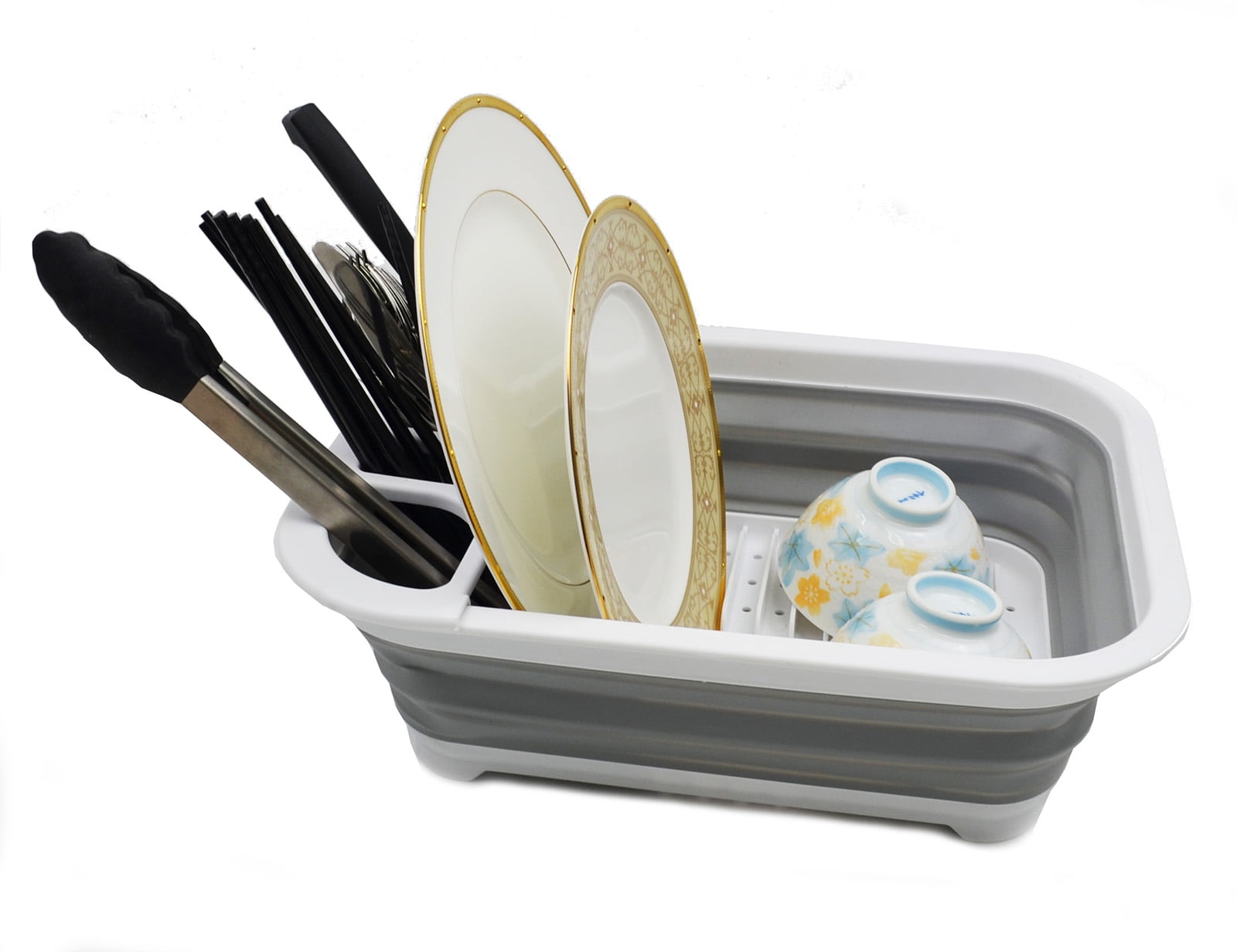 SAMMART Collapsible Plastic Dish Drainer - Foldable Drying Rack ...