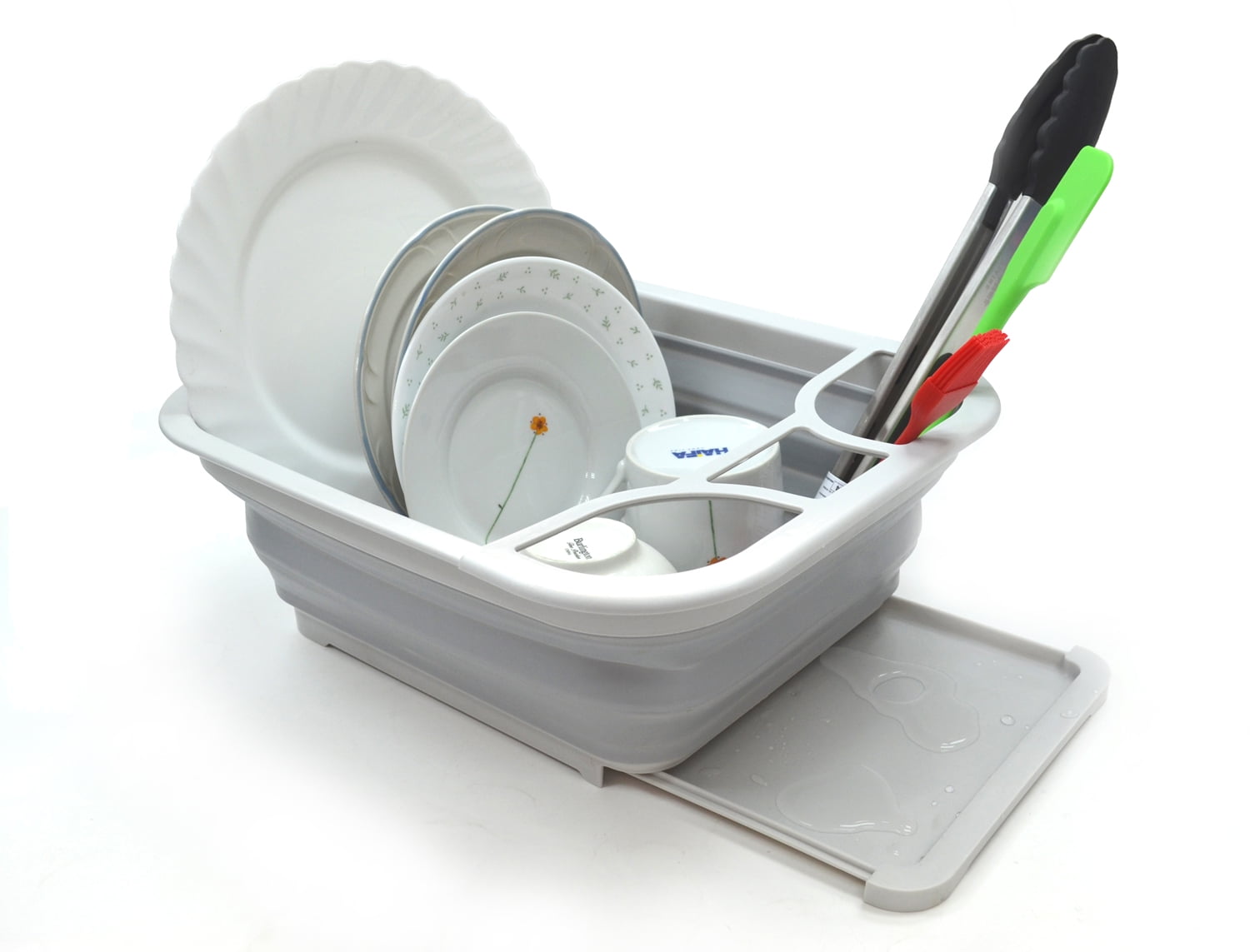 SAMMART Collapsible Dish Drainer with Drainer Board - Foldable Drying ...