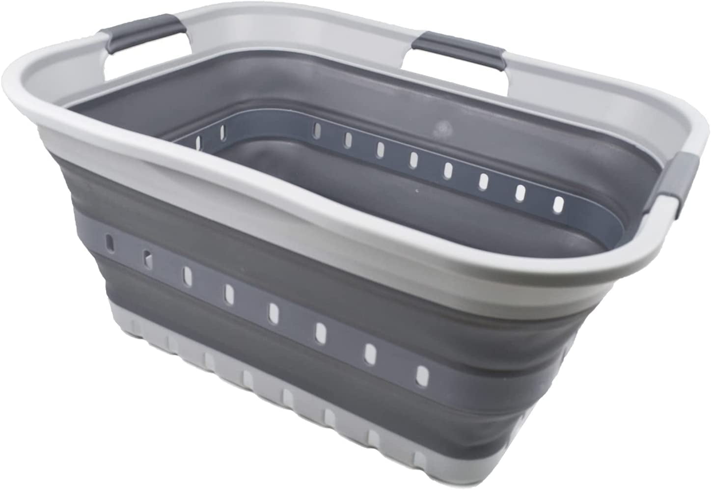 SAMMART 42L Collapsible Plastic Laundry Basket - Foldable Storage ...
