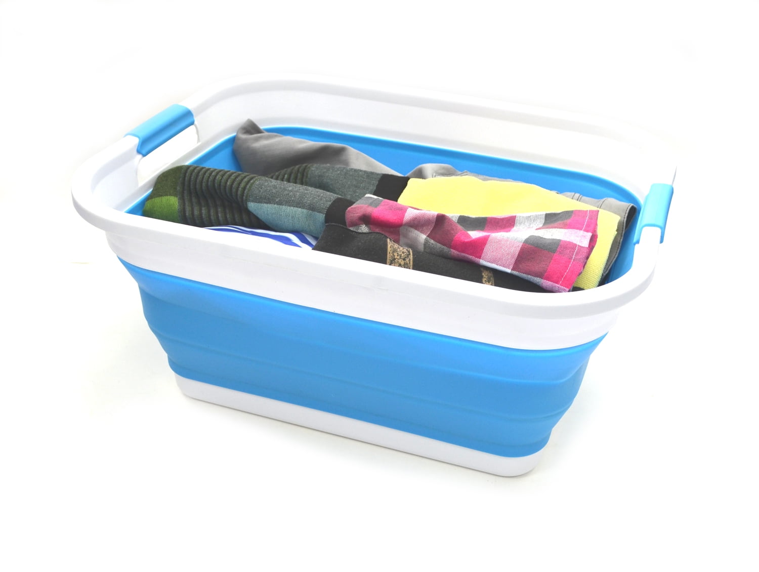 SAMMART Collapsible Bucket with Handles - Space Saving Laundry Basket ...