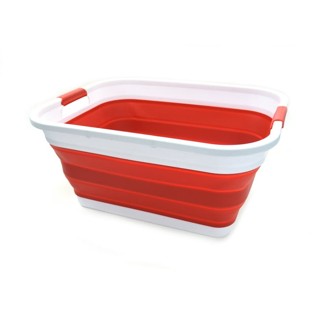 SAMMART Collapsible Plastic Laundry Basket - Foldable Pop Up Storage ...