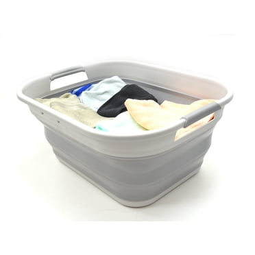 SAMMART Collapsible Plastic Laundry Basket - Foldable Pop Up Storage ...