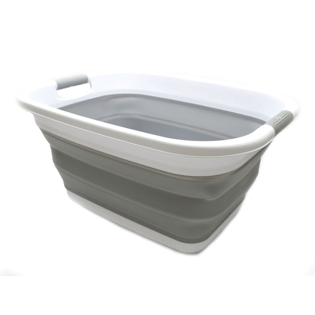 SAMMART Collapsible Plastic Laundry Basket - Foldable Pop Up Storage ...