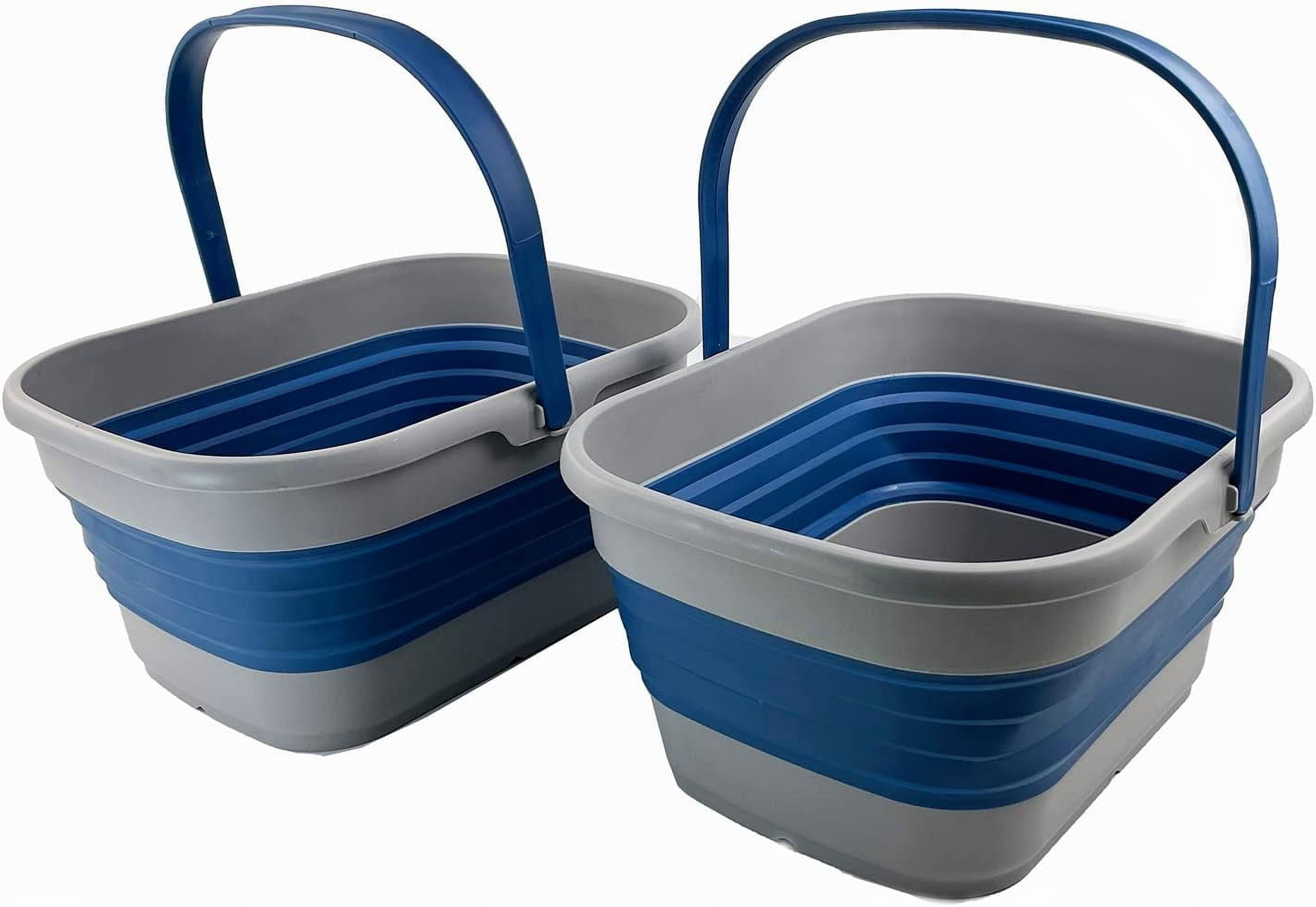 SAMMART Collapsible Tub with Handle 13L (3.4 Gallon) Set of 2- Portable Picnic Basket/Crate ...