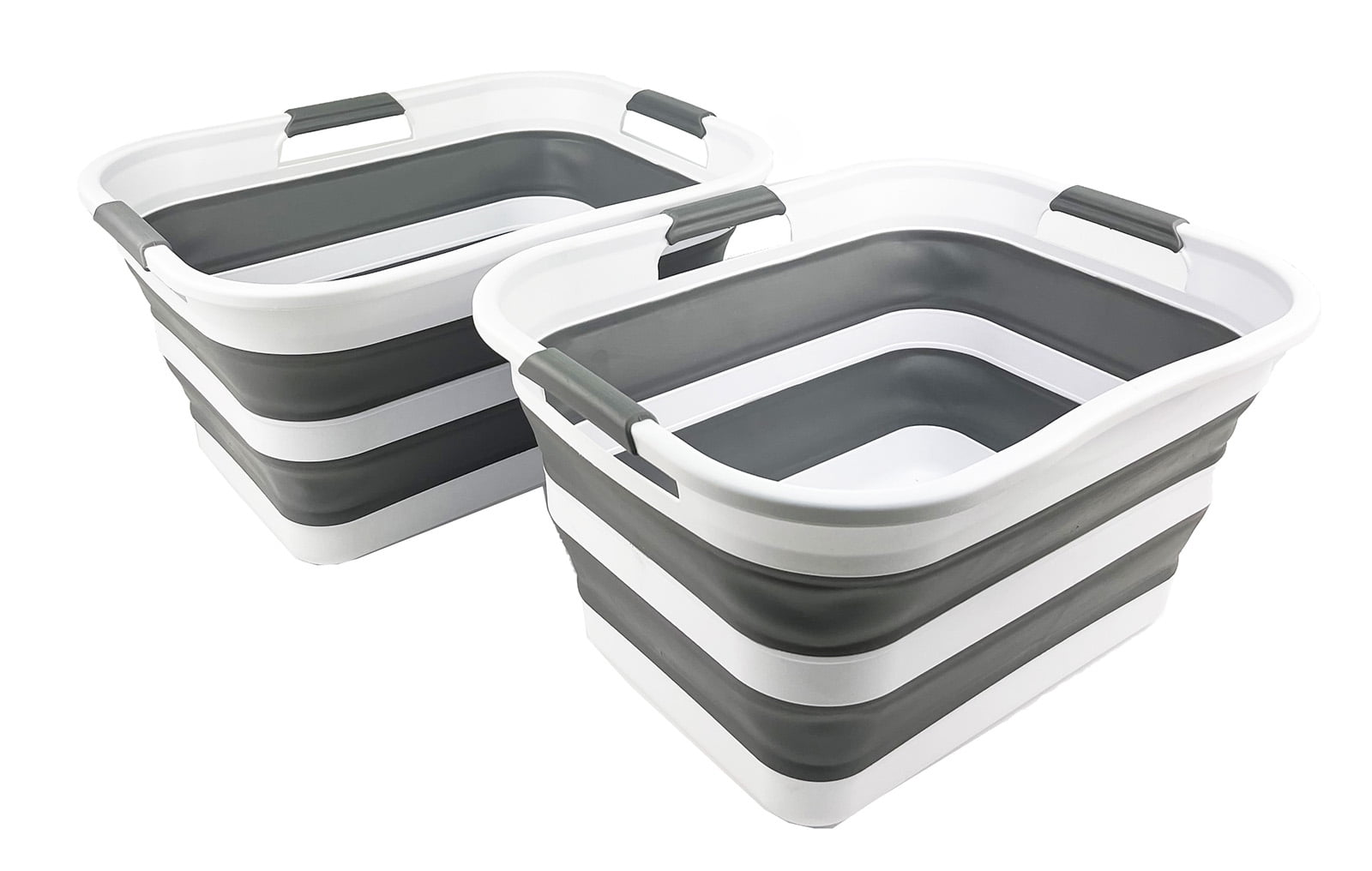 SAMMART Set of 2 30L (8 gallons) Collapsible Plastic Laundry Washing ...