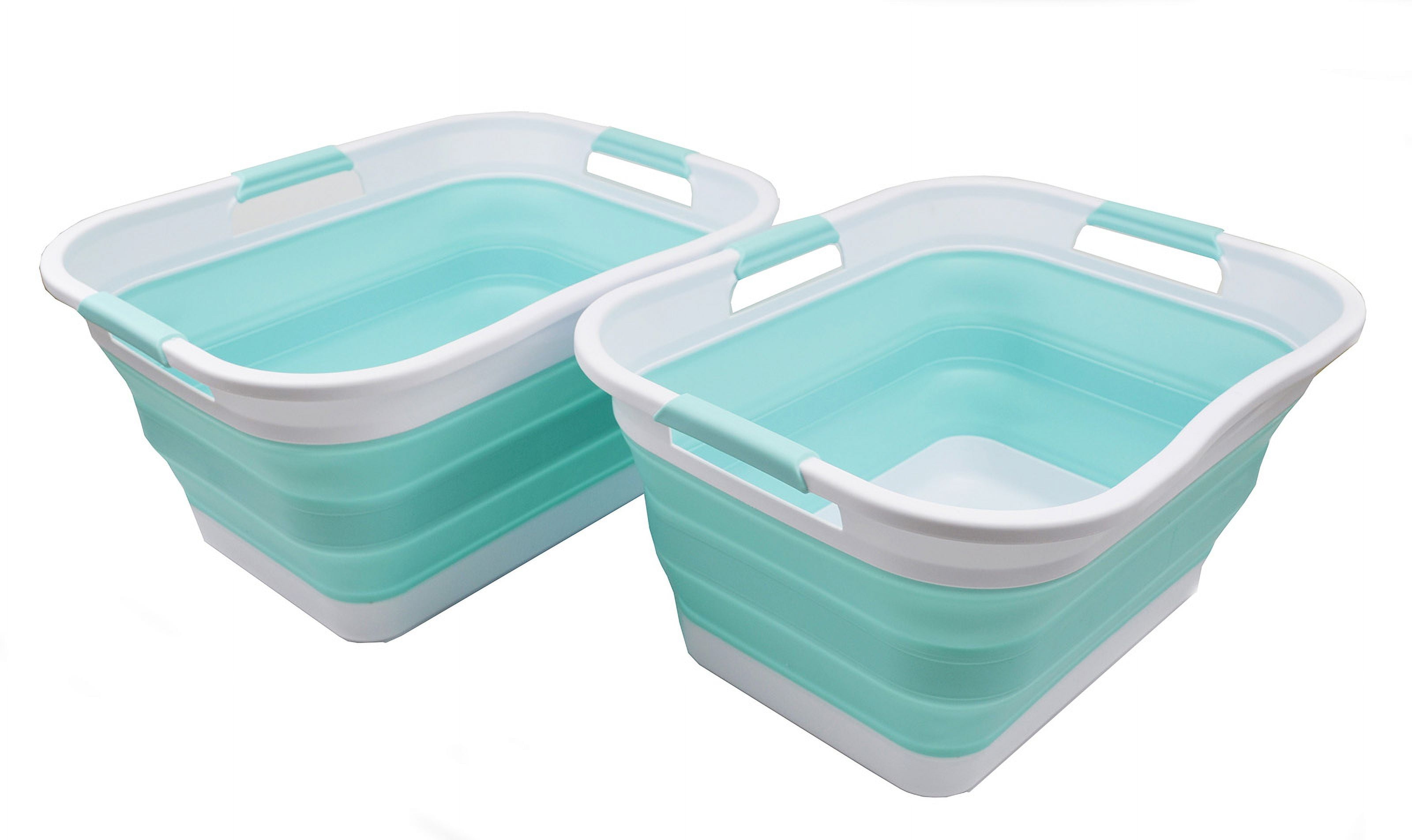 SAMMART Set of 2-30L Collapsible Plastic Laundry Basket - Foldable Pop ...