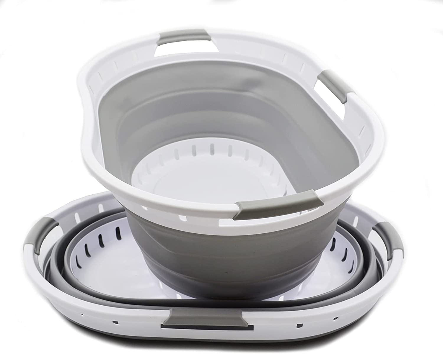 SAMMART Set of 2-44L (11.6 gallon) Collapsible 3 handled Plastic ...