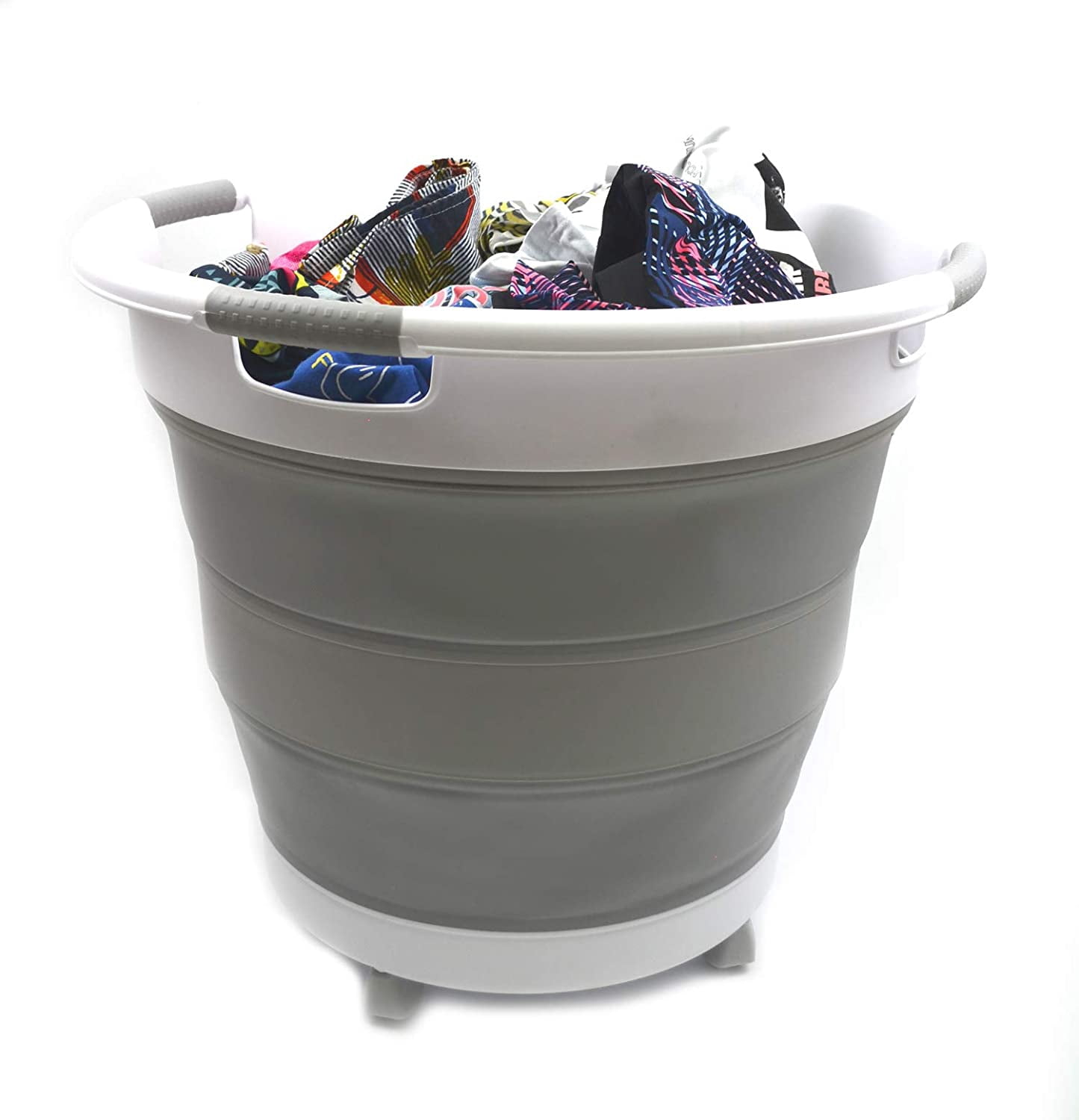 SAMMART Set of 2 Collapsible Laundry Basket with Wheels - Foldable Pop ...