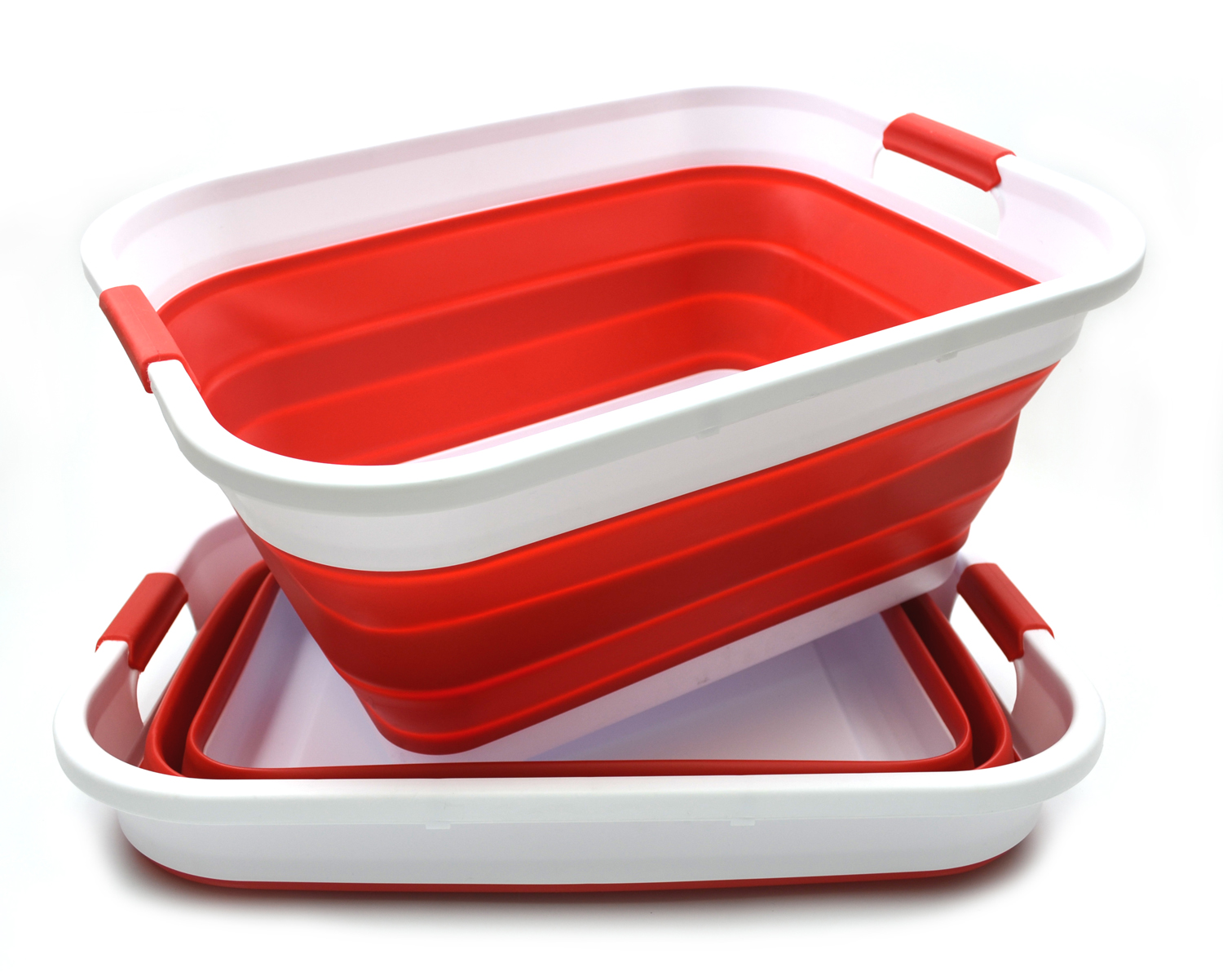 SAMMART Set of 2 Collapsible Plastic Laundry Basket - Foldable Pop Up ...