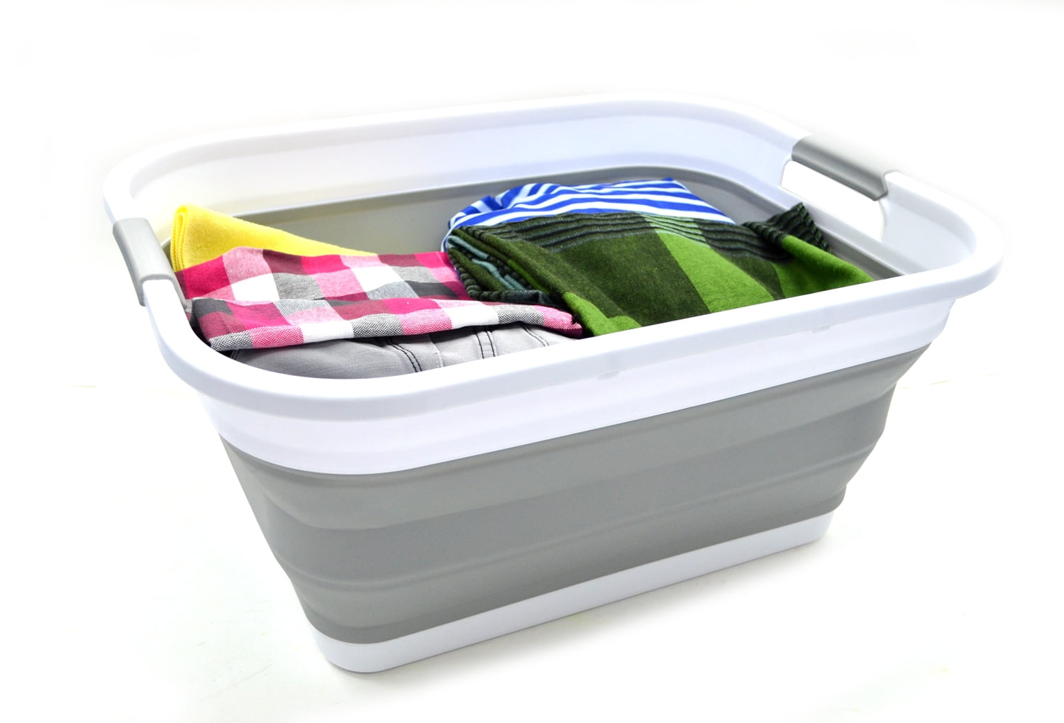 SAMMART Set of 2 Collapsible Plastic Laundry Basket - Foldable Pop Up ...