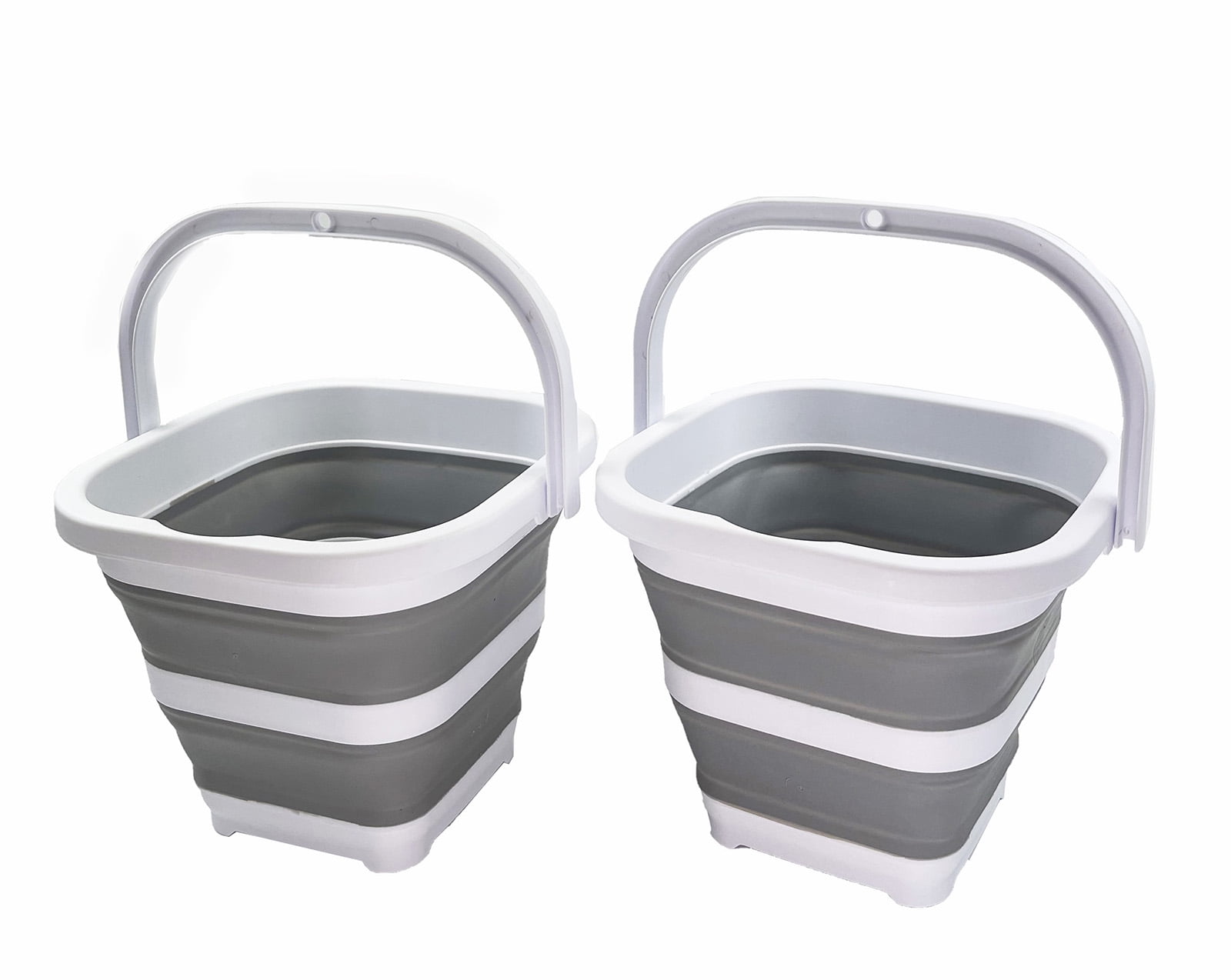 SAMMART Set of 2 Collapsible Rectangular Cleaning Bucket 5L (1.3 Gallon ...