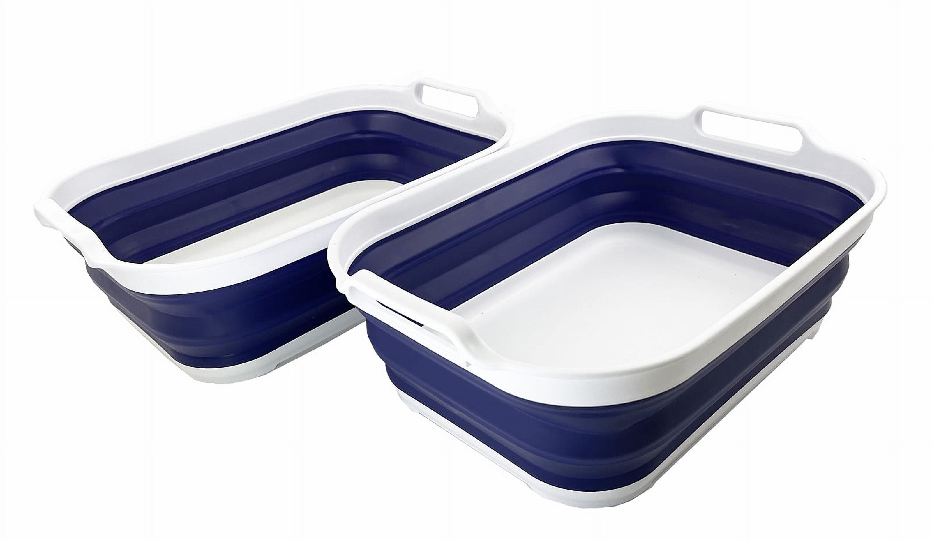SAMMART Set of 2 Collapsible Washing Tub with Handle 13L (3.4 Gallon ...