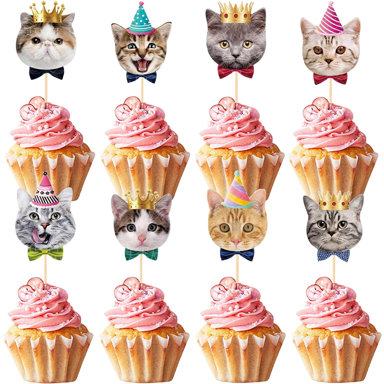 SAMOKA Pet Cat Cupcake Toppers,24 PCS RST1 Cats Cake Topper,Cat ...