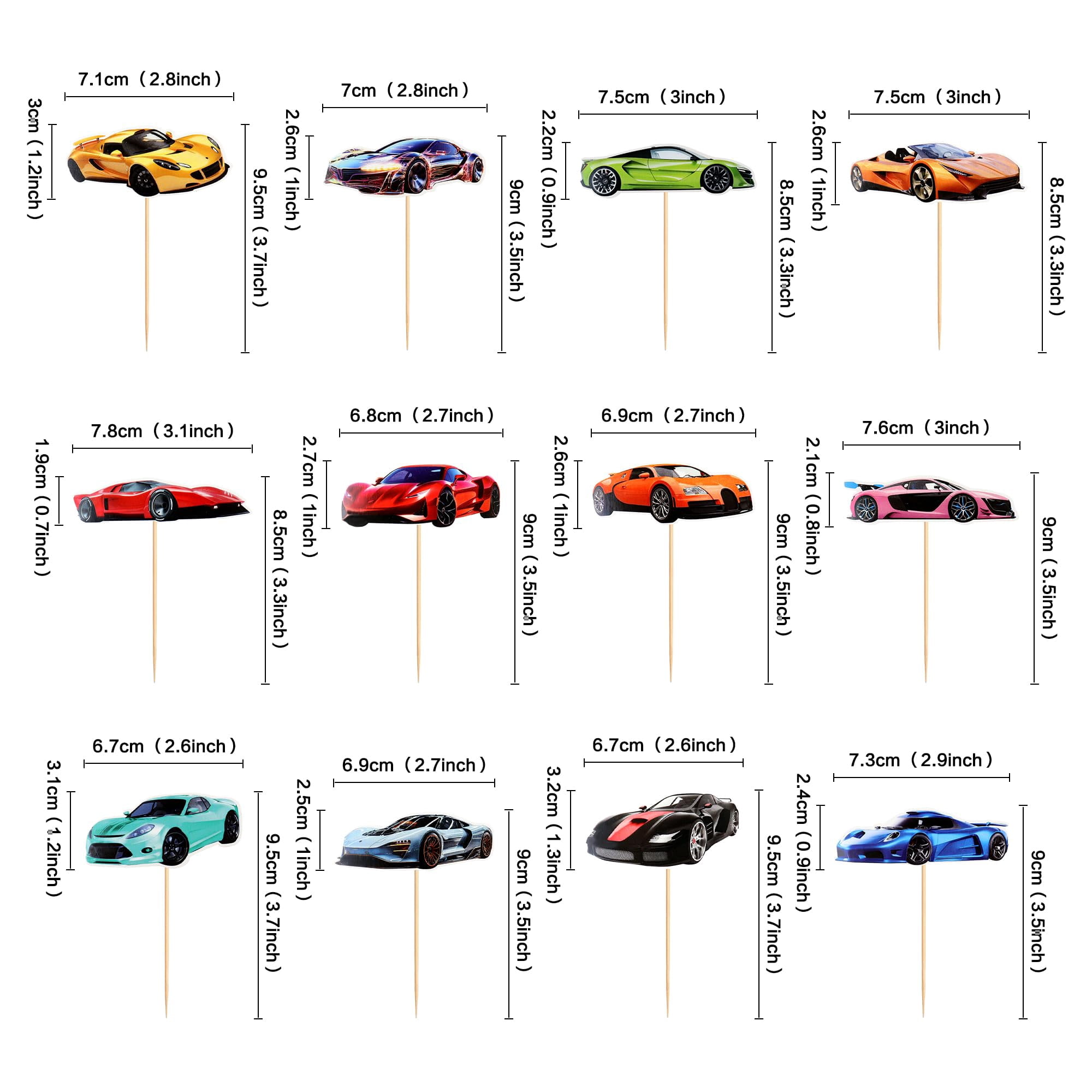 SAMOKA Racing Car AJH3 Cupcake Toppers,24 PCS Racing Car Rider Theme ...