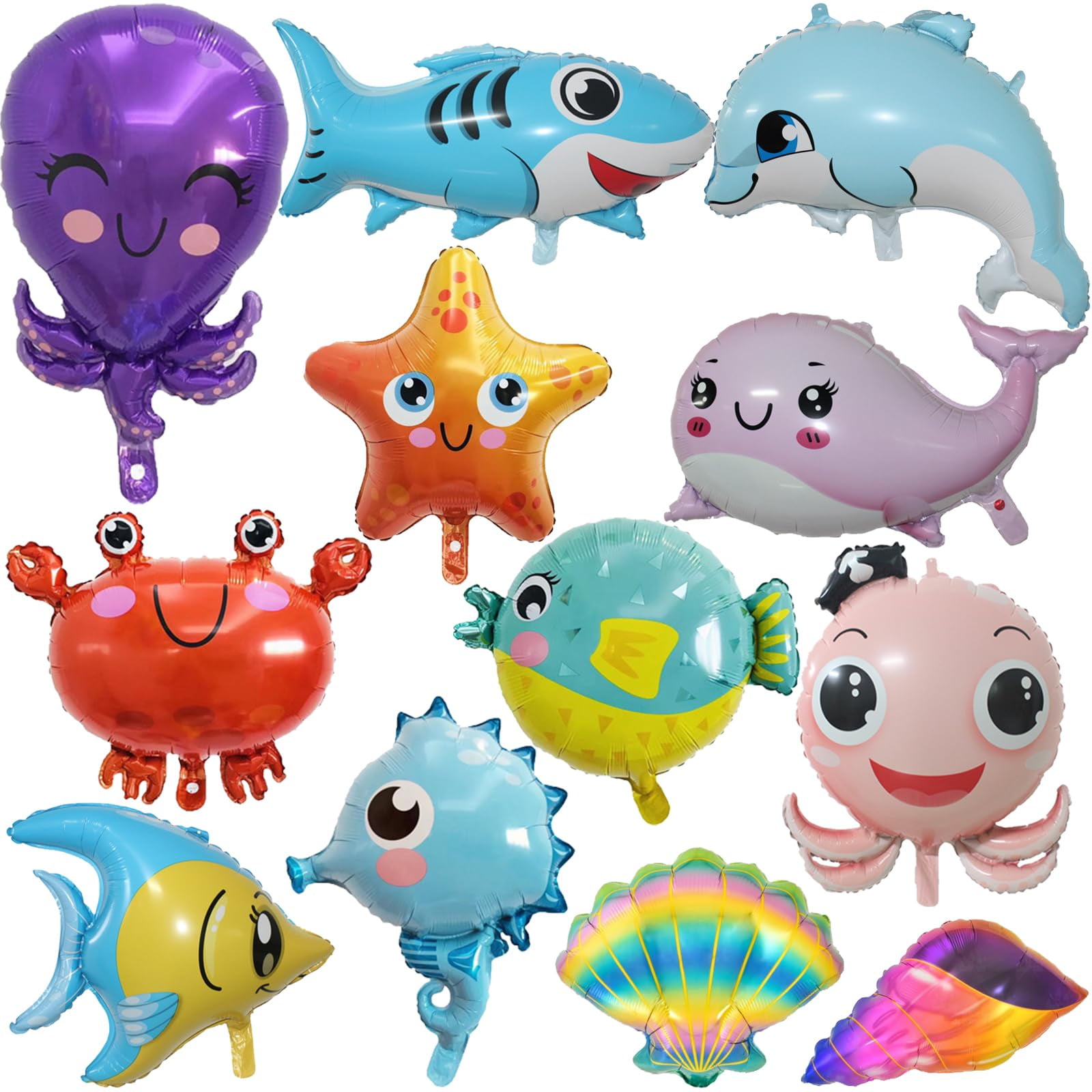 SAMOKA Sea Animals Balloons,12 PCS 20-30 Inch Cartoon Sea Creature Balloons,Ocean Balloons for ...