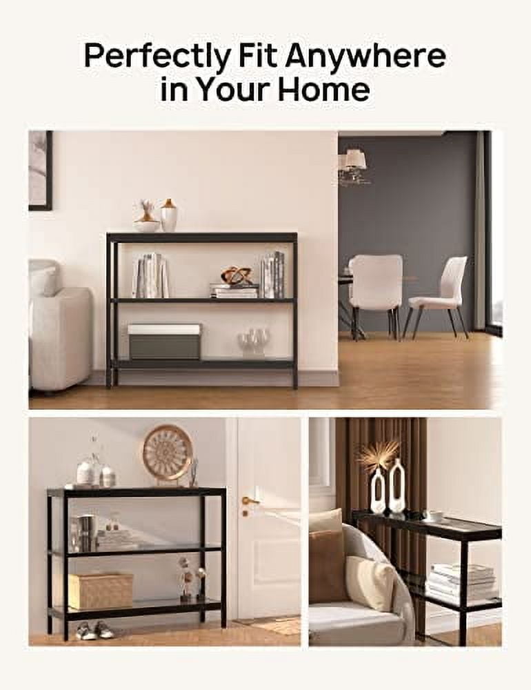 SAMOMO Console Table Black, 35" Entryway Table with 3 Tiers, Foyer ...